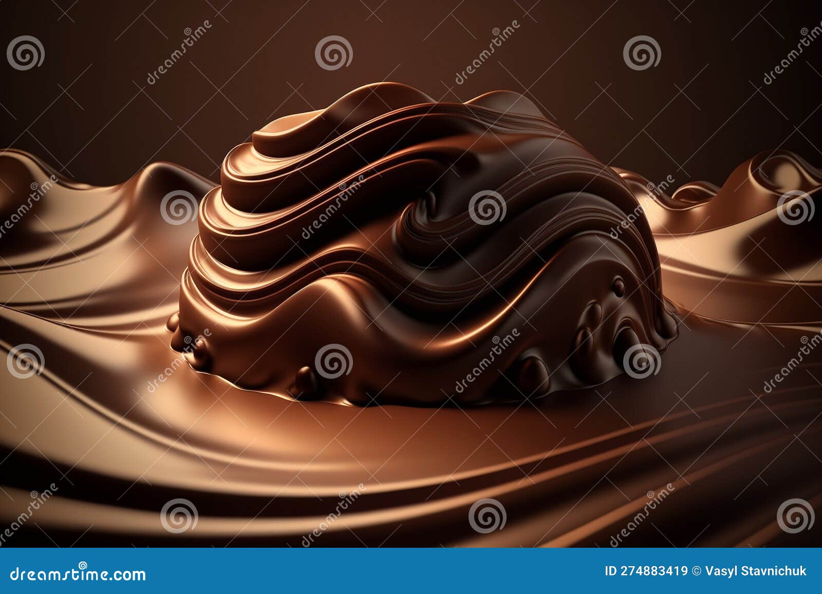 Chocolate in the Form of Endless Waves Background, Abstract Sweet ...