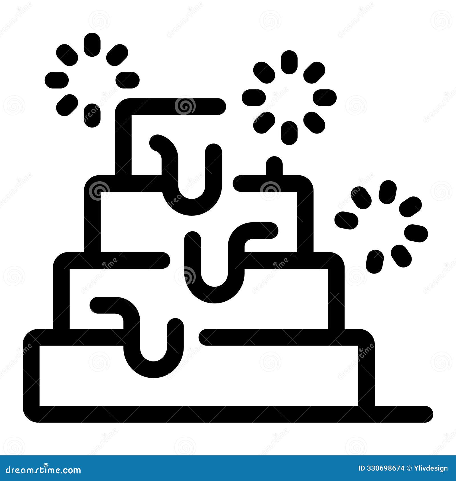 Chocolate Fountain Flowing on Wedding Cake with Fireworks Stock ...