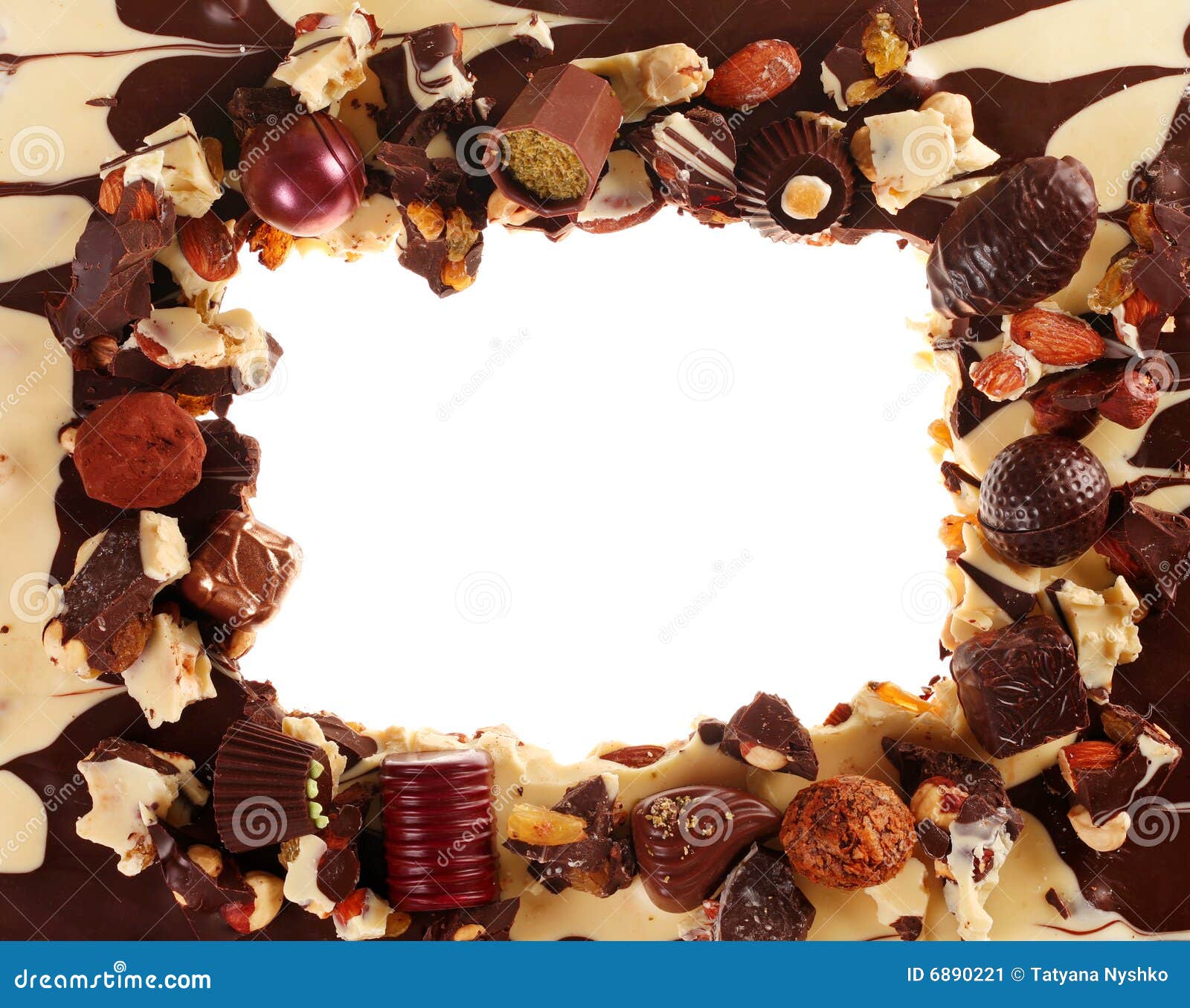 Chocolate frame with candy stock image. Image of white - 6890221
