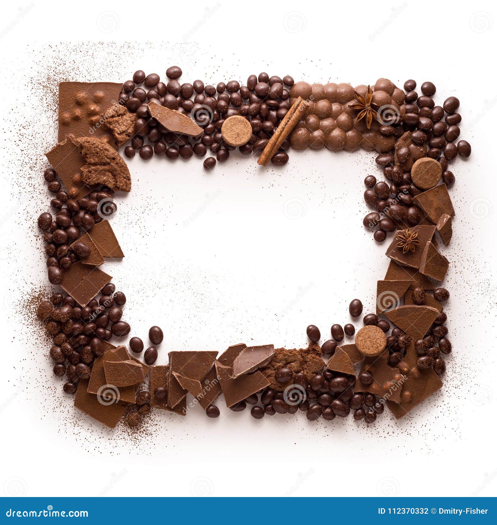 Chocolate frame. stock photo. Image of milk, dark, chopped - 112370332
