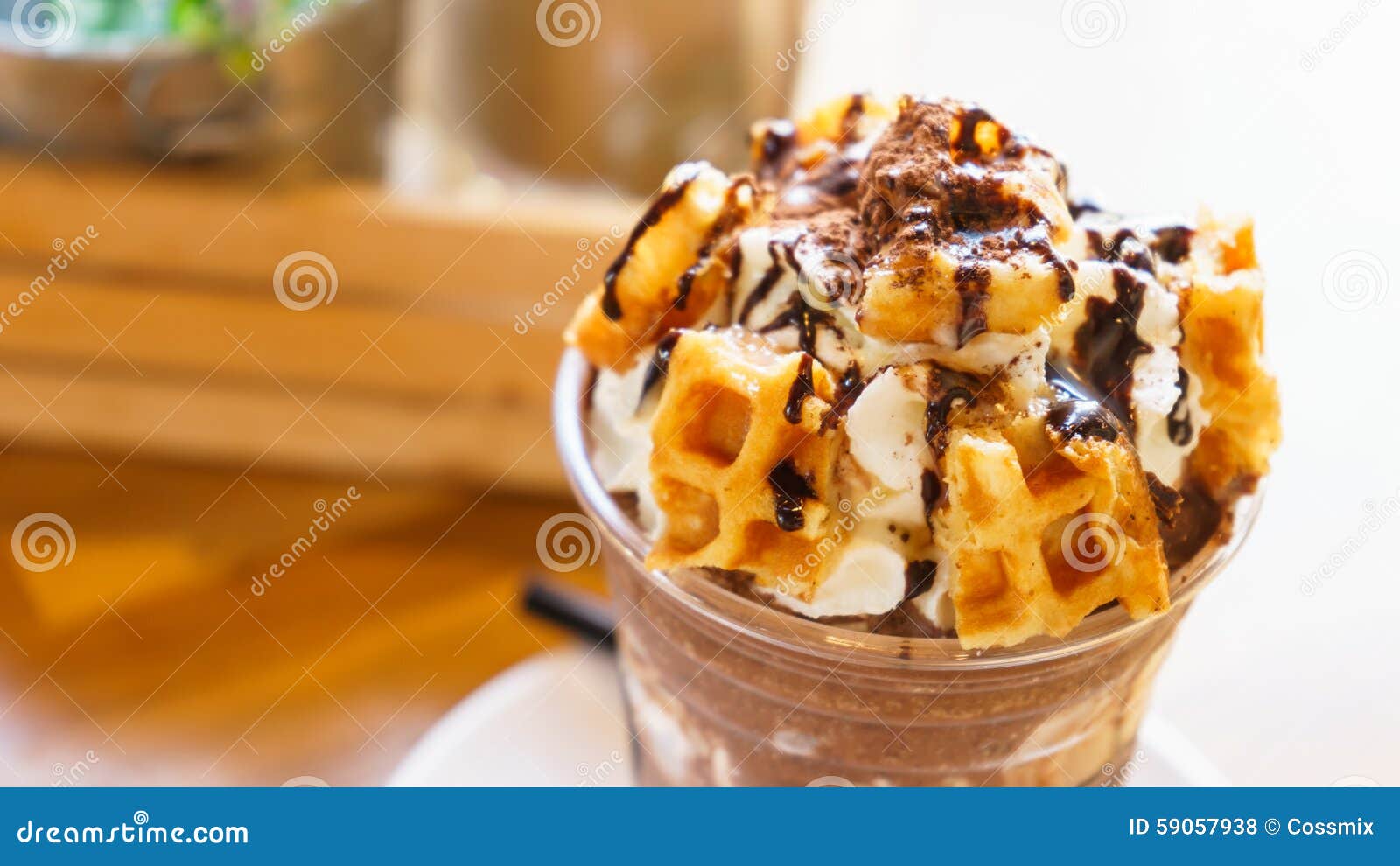 Chocolate Frappe Topping by Waffle Stock Photo - Image of sweets ...