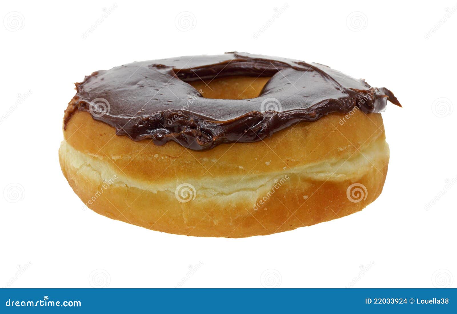 Chocolate Frosted Raised Donut Front View Stock Photo - Image of food ...