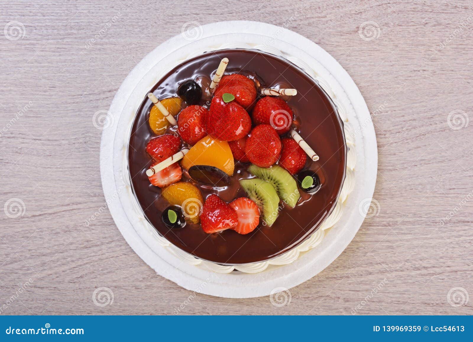 Chocolate fruit cake stock image. Image of cake, cream - 139969359