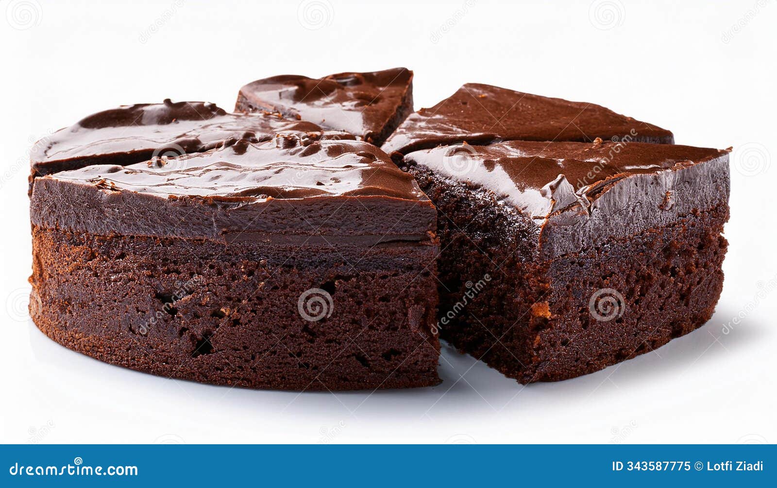 Chocolate Fudge Brownie Cake, Side View on Isolate White Background ...