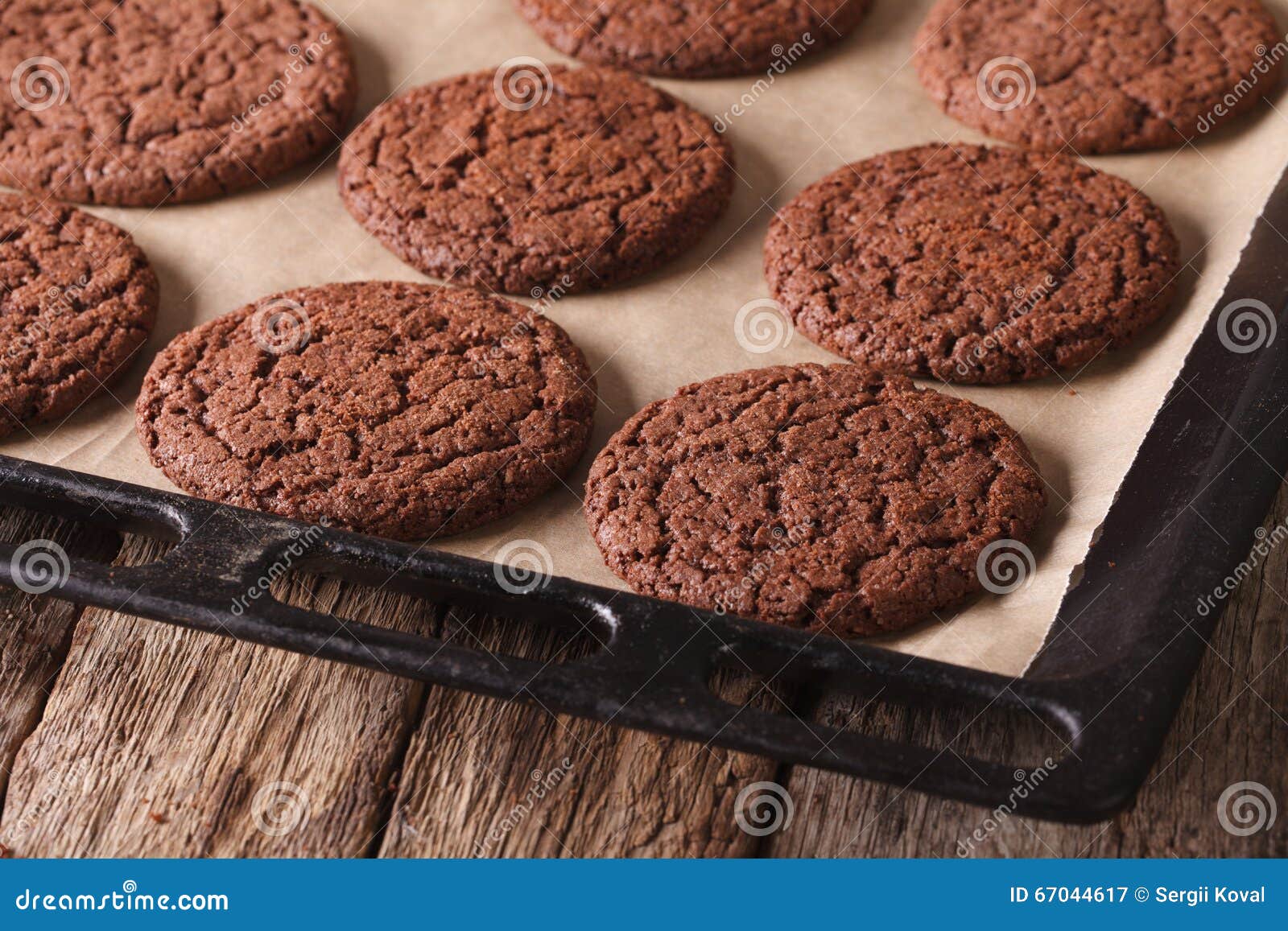 Chocolate Gingerbread Cookies on the Baking Sheet. Horizontal Stock ...
