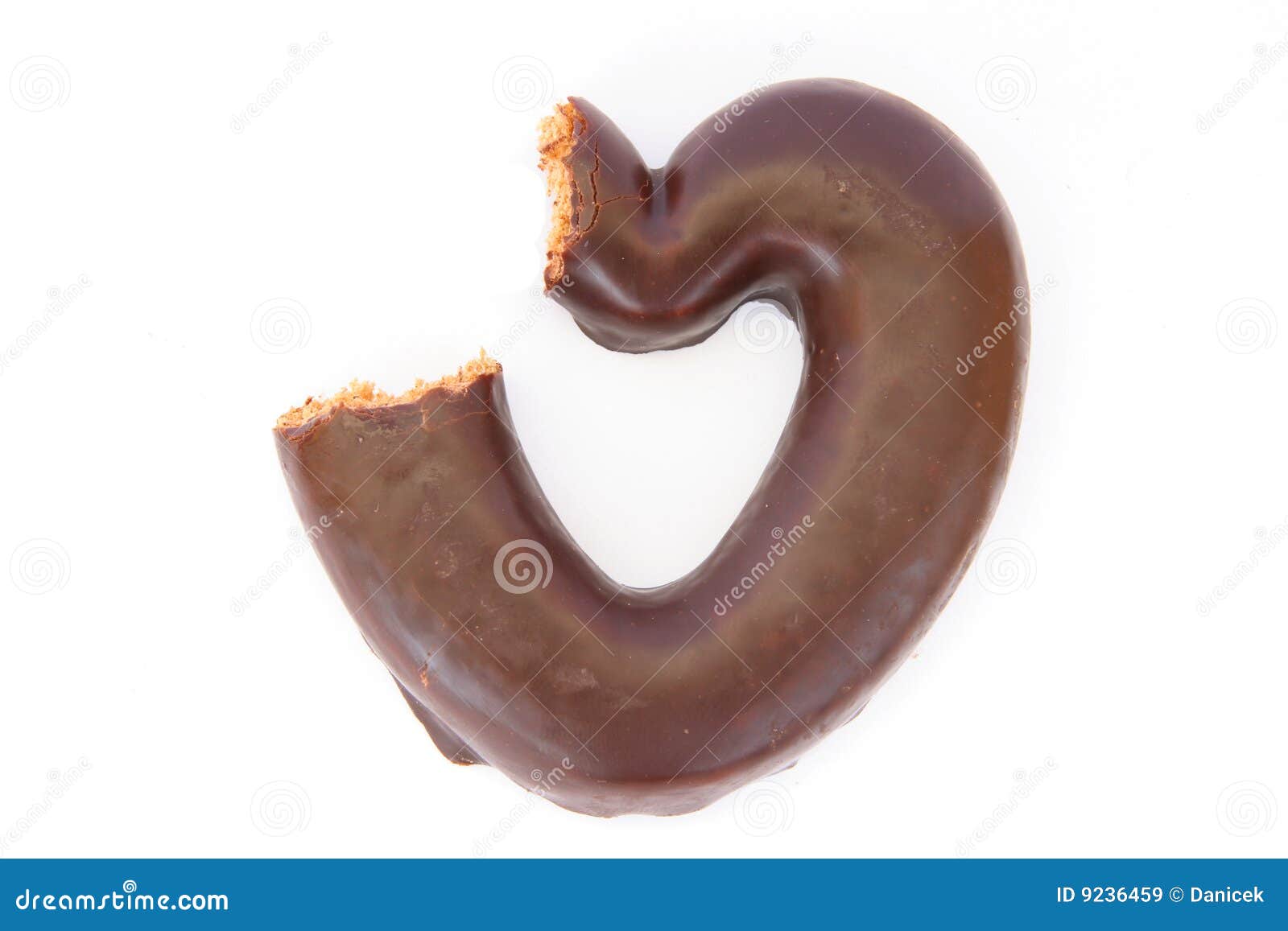Chocolate Gingerbread Heart Partially Bitten Stock Image - Image of ...