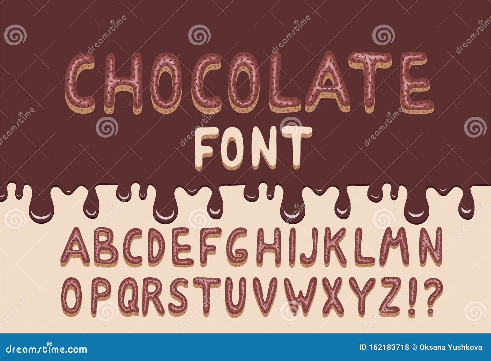 Chocolate Glaze Cookies Font Stock Illustration - Illustration of ...