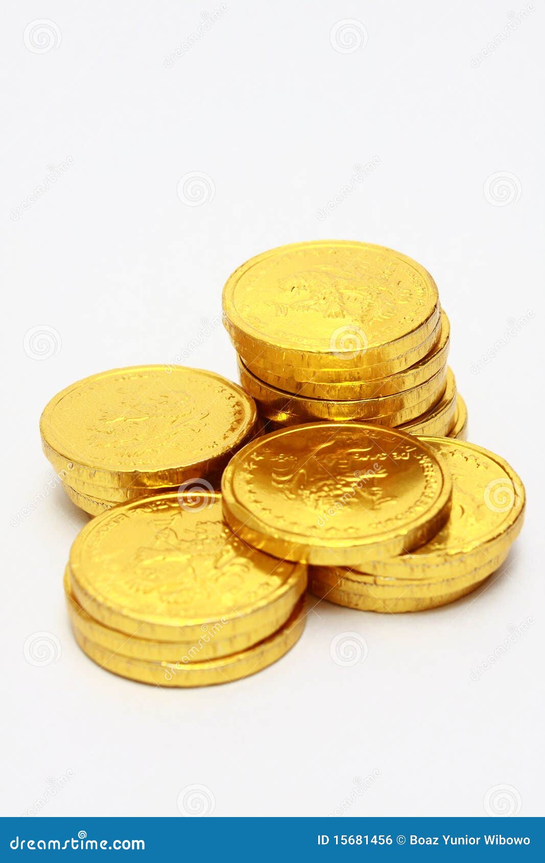 Chocolate Gold Coin Stacks stock photo. Image of game - 15681456