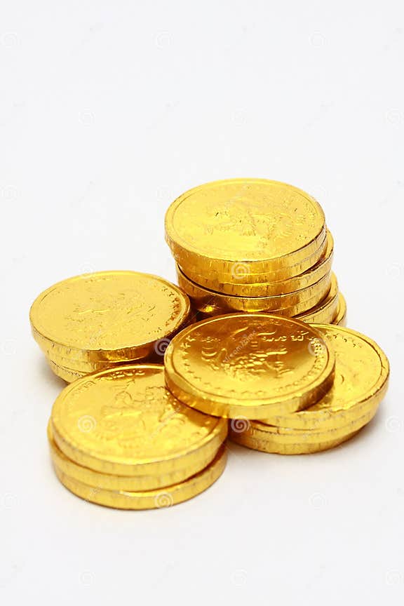 Chocolate Gold Coin Stacks stock photo. Image of game - 15681456