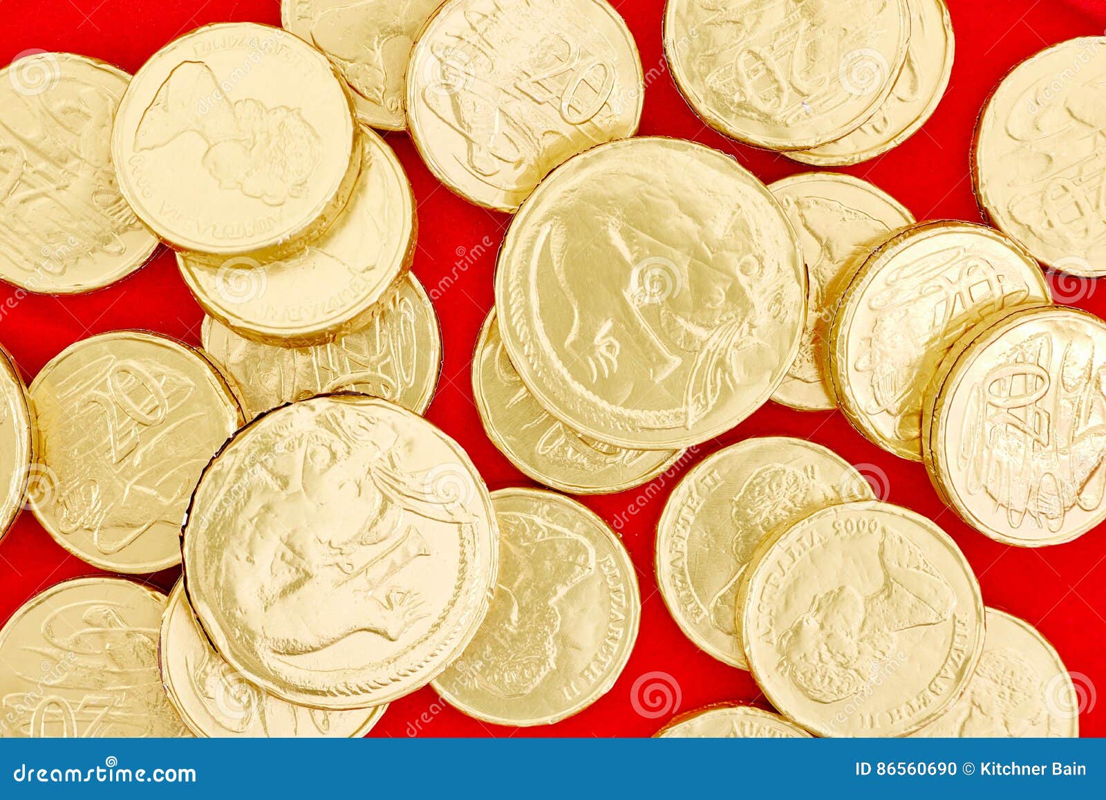 Chocolate Gold Coins stock photo. Image of bank, path - 86560690