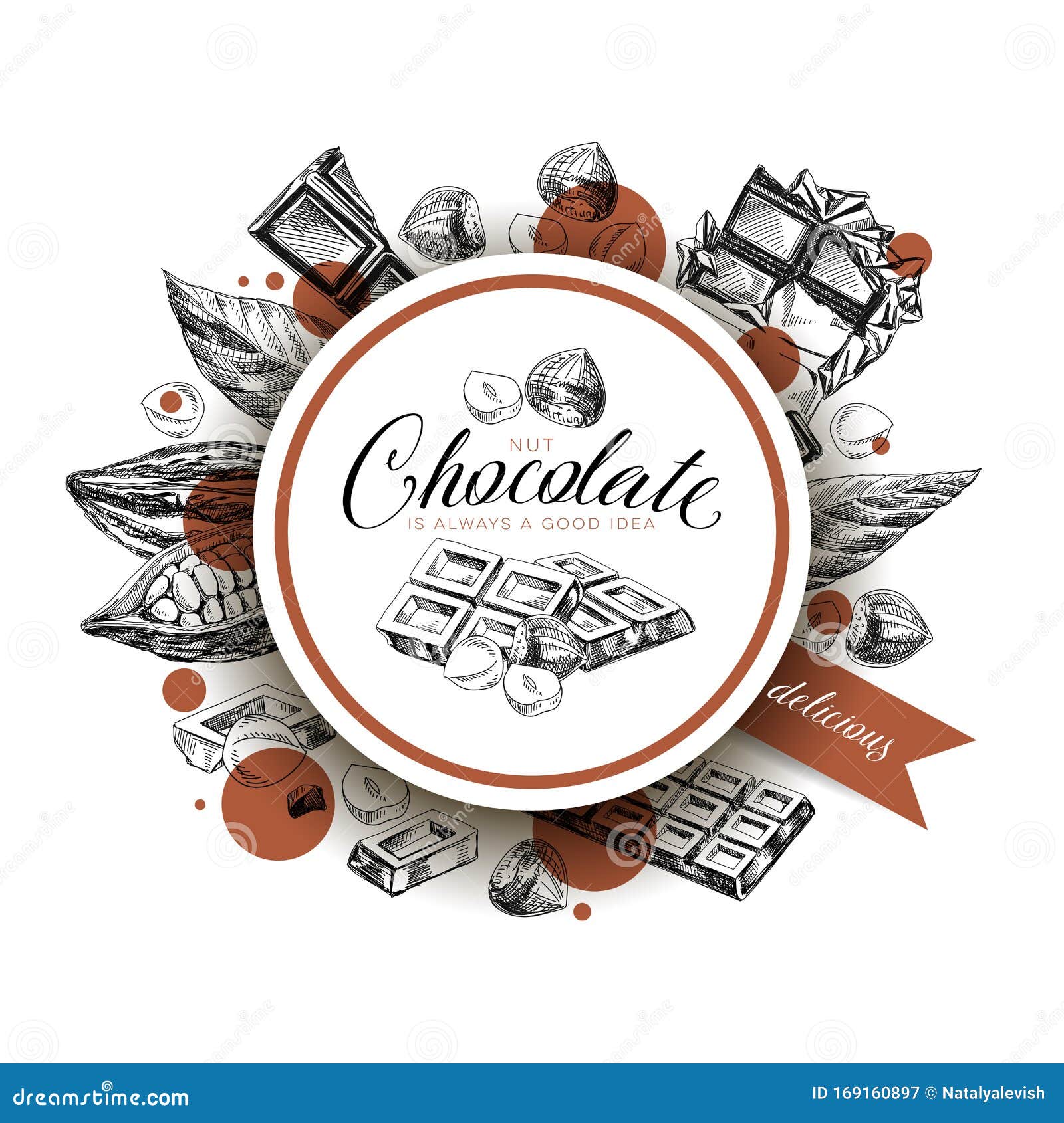 Chocolate Hand Drawn Retro Sketch Vector Label Stock Vector ...