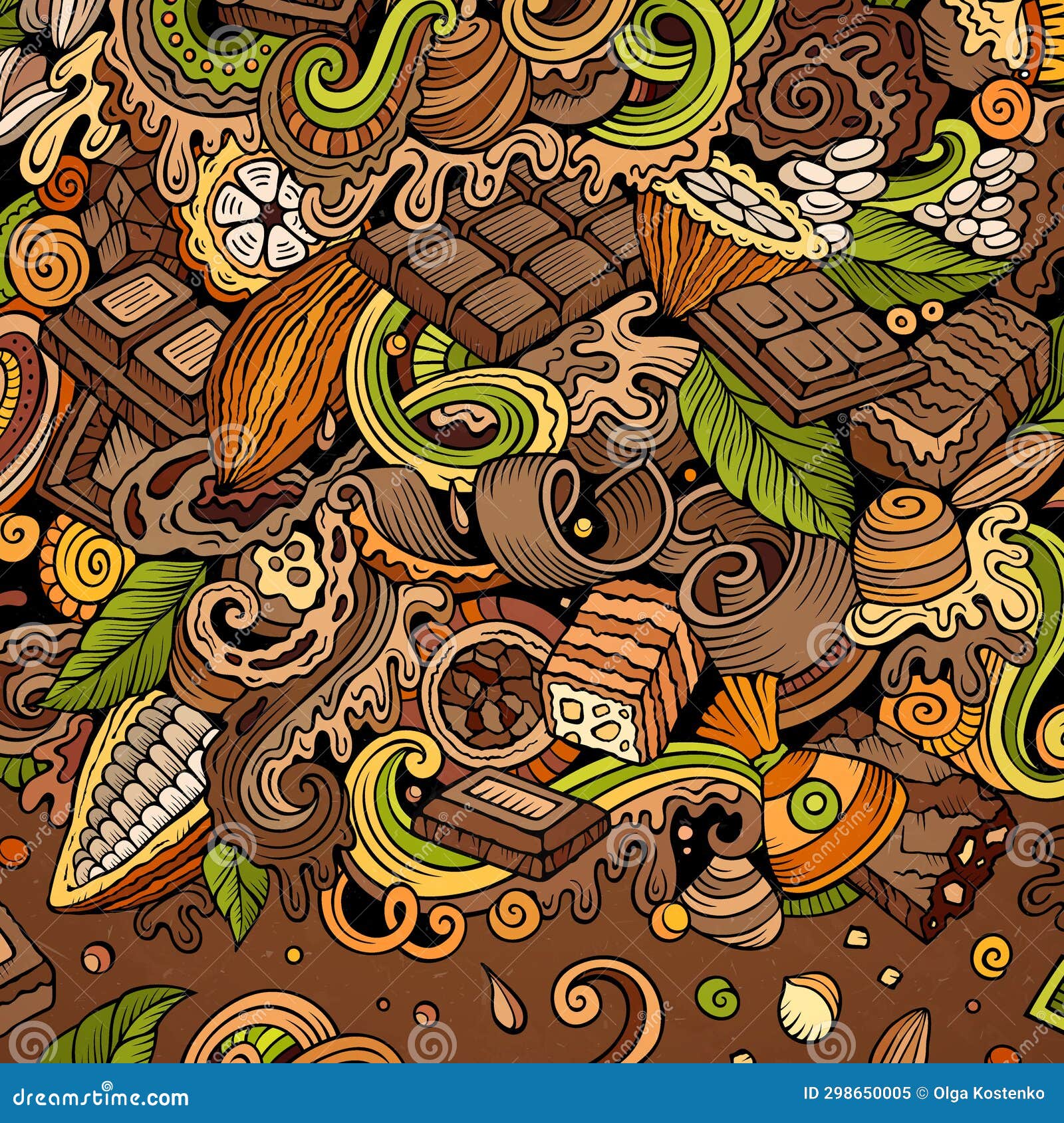 Chocolate Hand Drawn Vector Doodles Frame Stock Vector - Illustration ...
