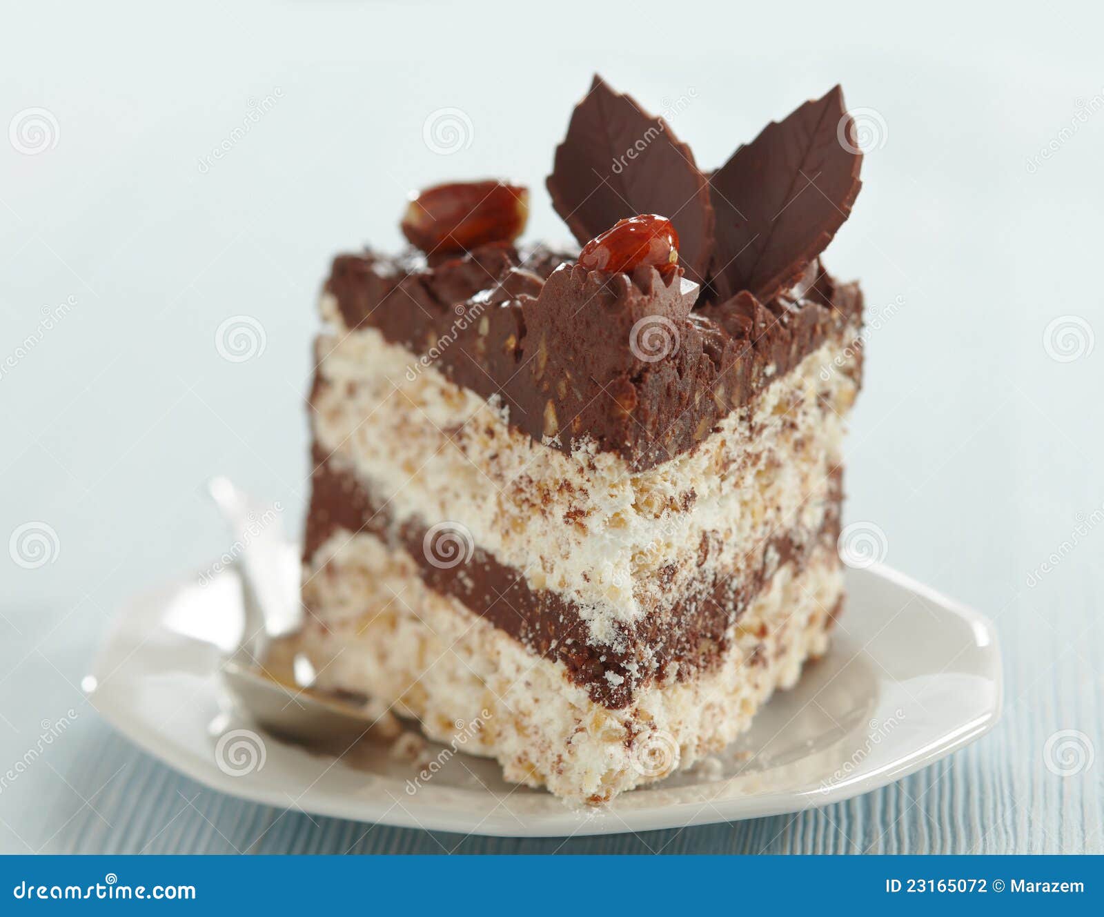 Chocolate and Hazelnut Cake Slice Stock Photo - Image of icing ...