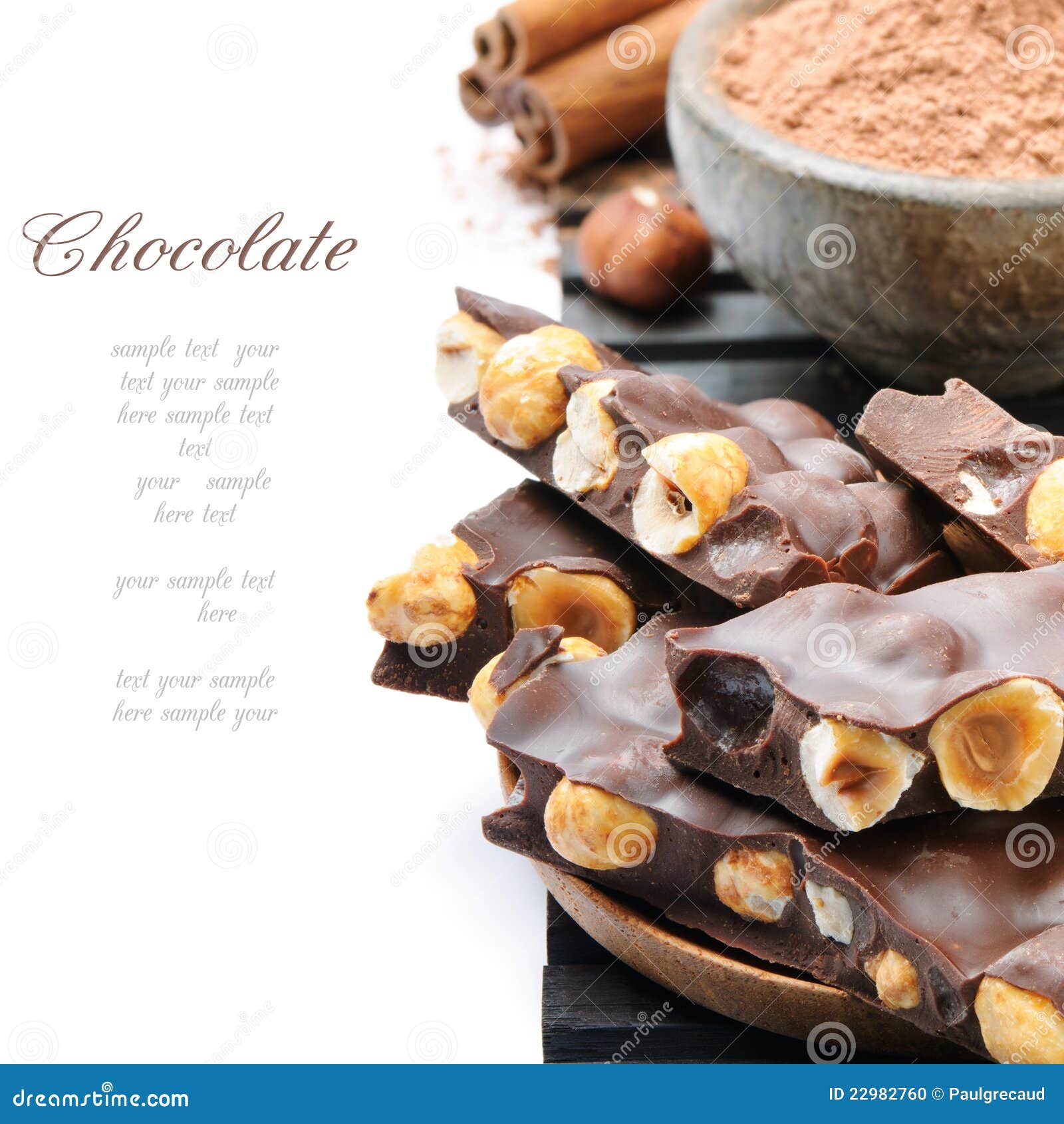 Chocolate with Hazelnuts and Cocoa Powder Stock Photo - Image of ...