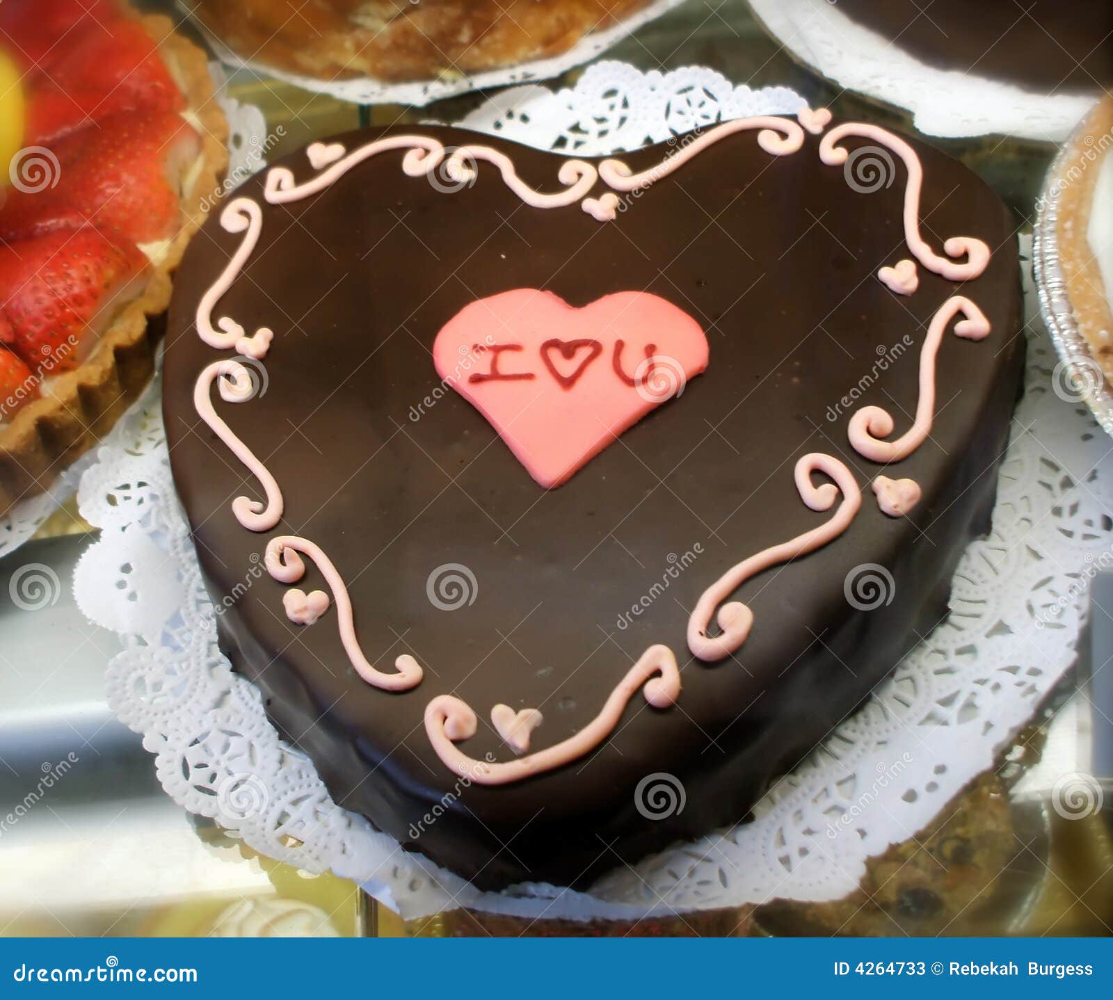 Chocolate Heart Cake stock image. Image of frosted, display - 4264733