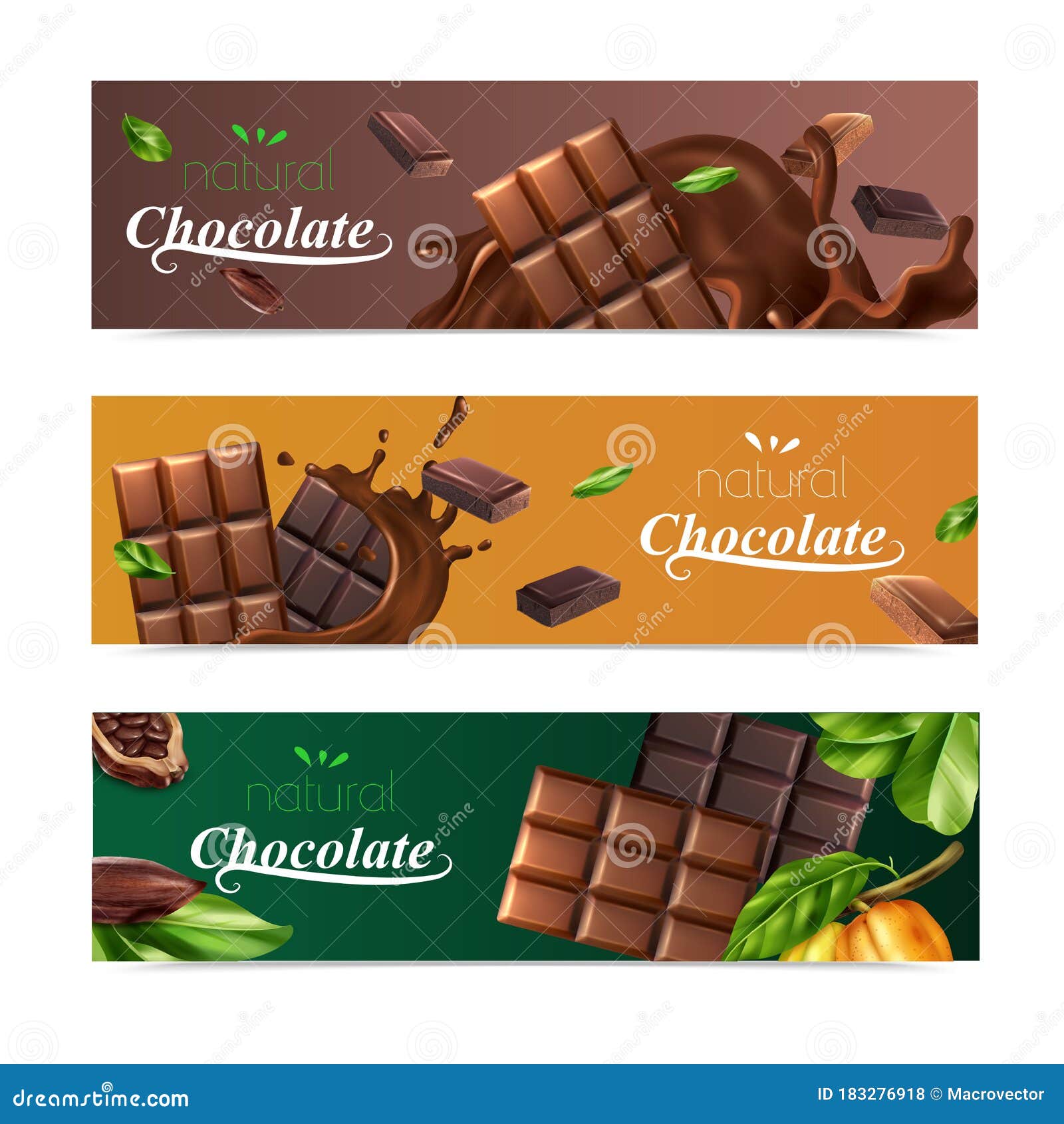 Chocolate Horizontal Banners Stock Vector - Illustration of composition ...