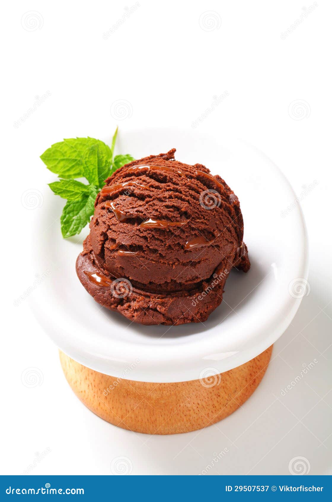 Chocolate Ice Cream with Caramel Sauce Stock Image - Image of high ...