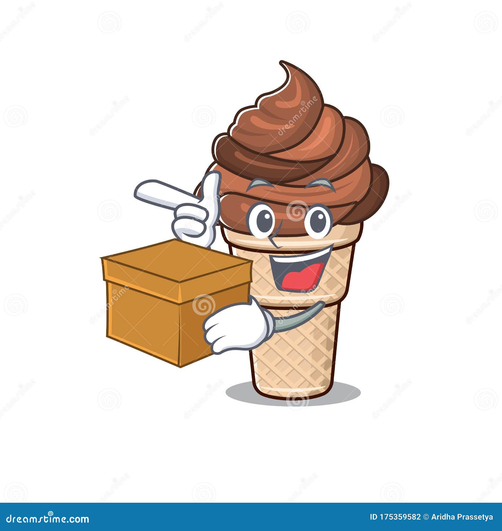 Chocolate Ice Cream Cartoon Design Style Having a Box Stock Vector ...
