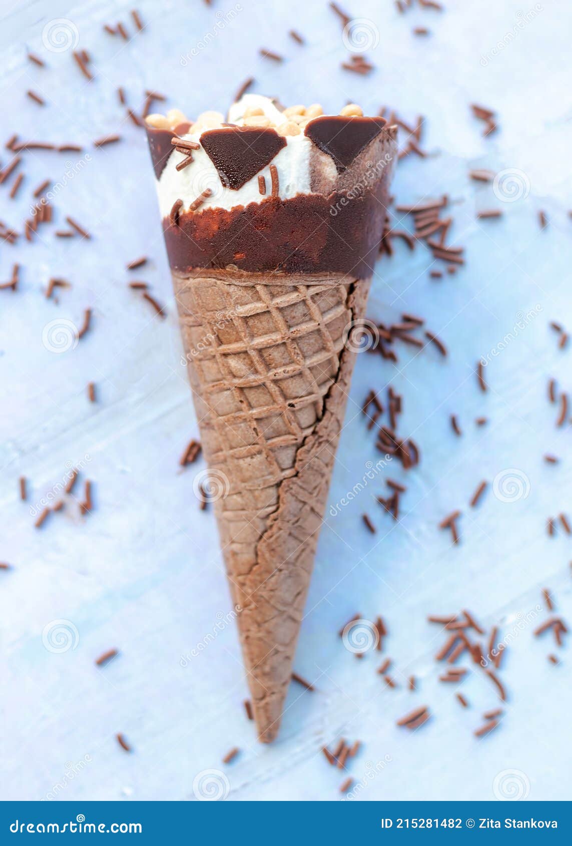 Chocolate Ice Cream Cone with Chocolate Sprinkles Stock Photo - Image ...