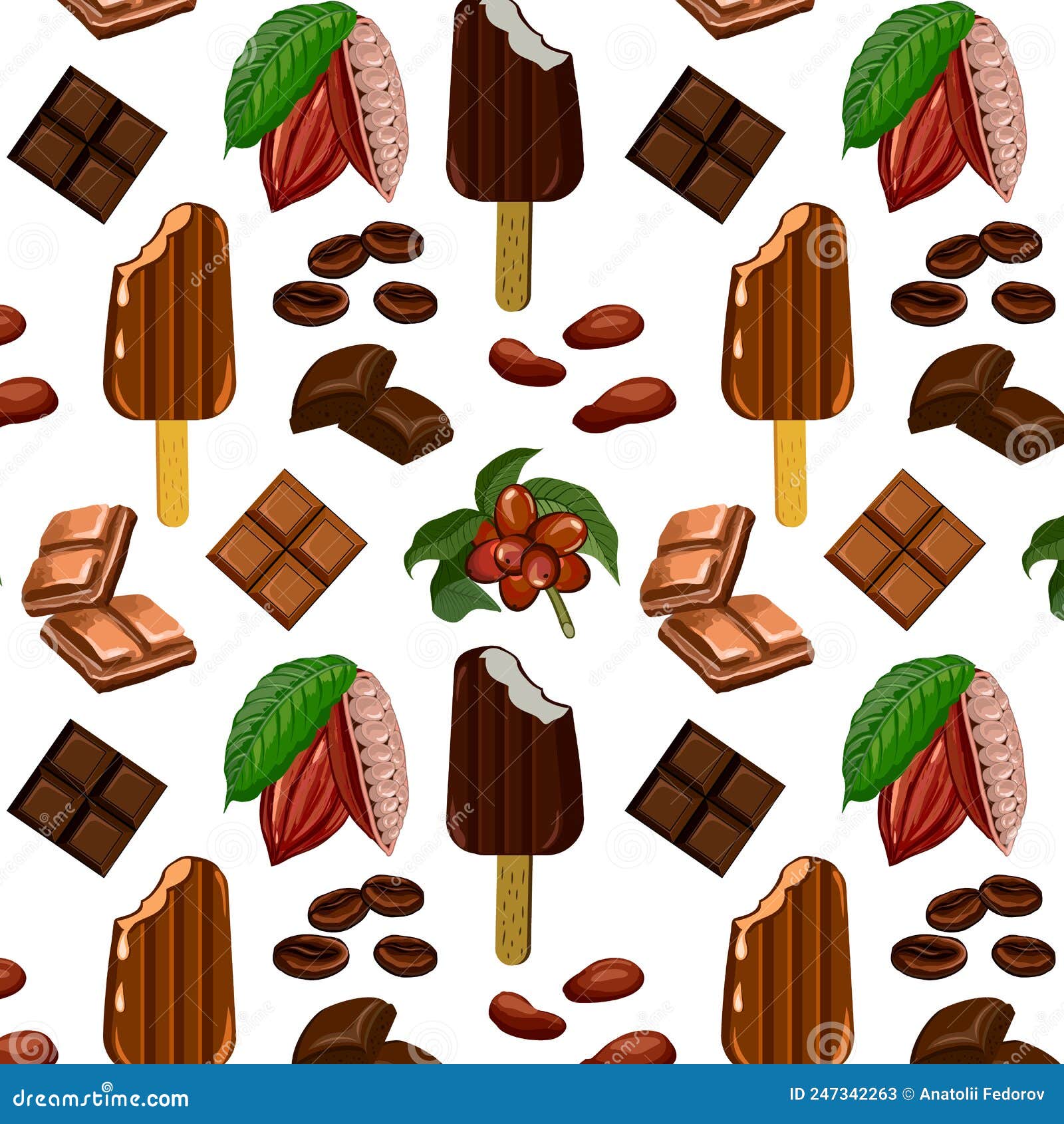 Chocolate and Ice Cream in a Pattern. Stock Vector - Illustration of ...