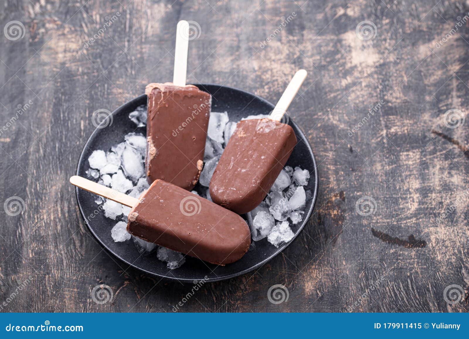 Chocolate Ice Cream Popsicles in Glaze Stock Image - Image of dairy ...