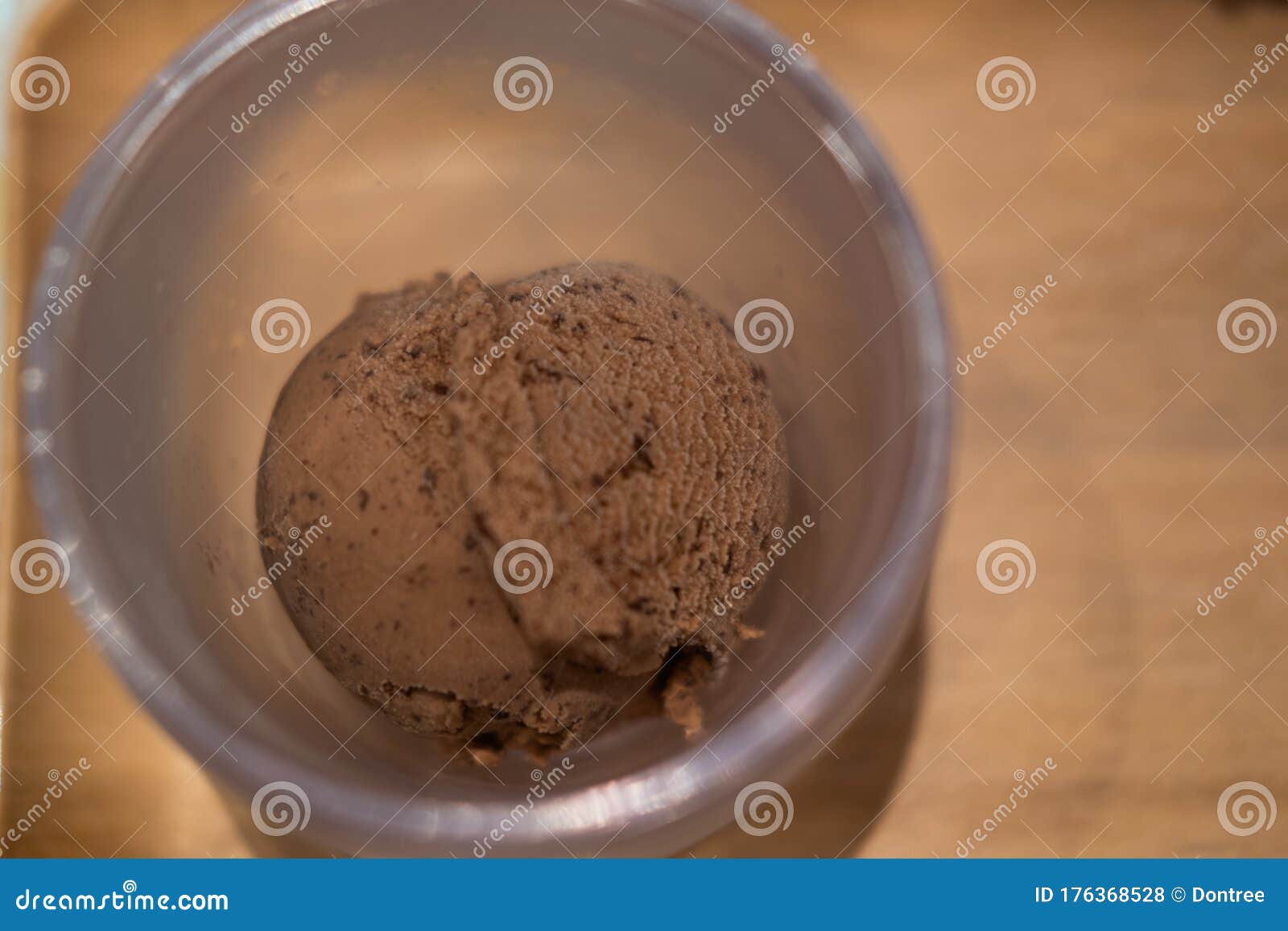Chocolate ice cream scoops stock photo. Image of food - 176368528