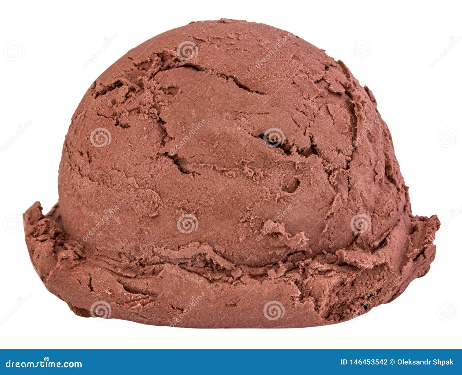 Chocolate Ice Cream Scoops Side View on White Background with Clipping ...