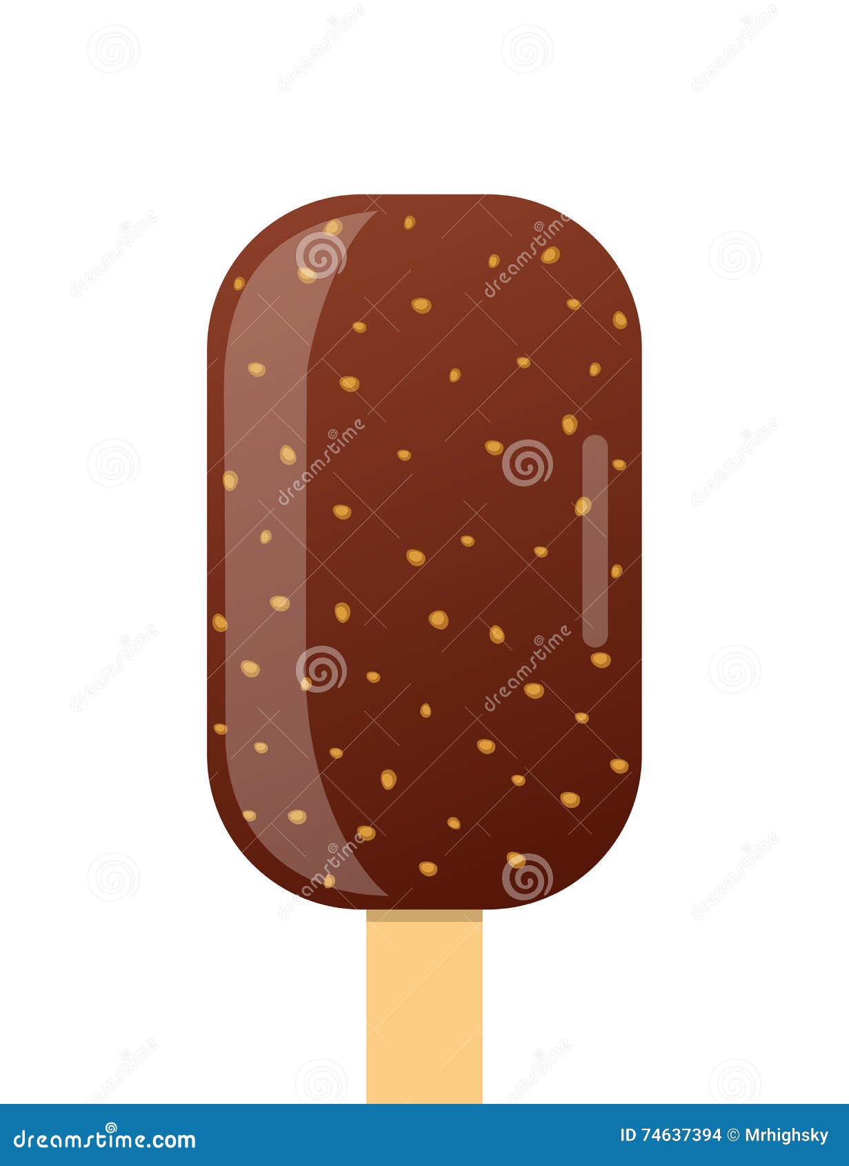 Ice Cream With Stick Outline Doodle Isolated Illustration On White ...