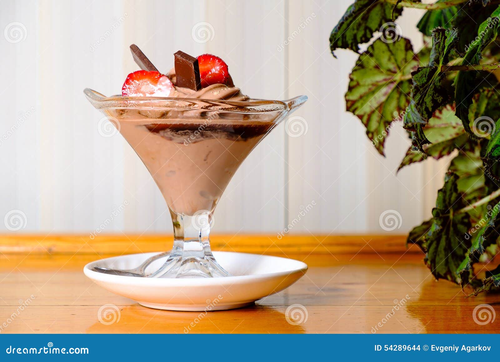Chocolate Ice Cream in a Sundae Dish, Side View Stock Photo - Image of ...