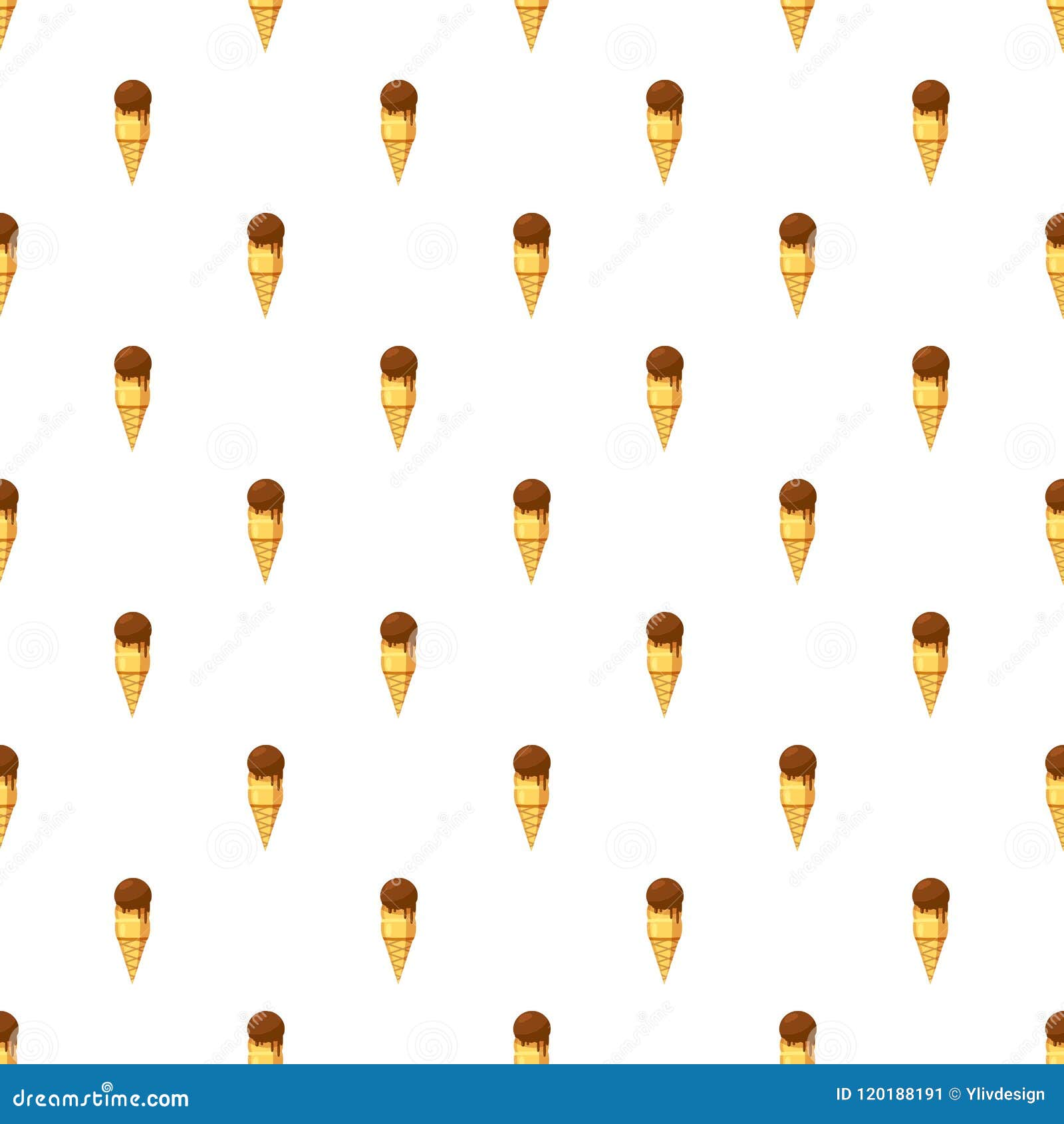 Chocolate Ice Cream in a Waffle Cone Pattern Stock Vector ...