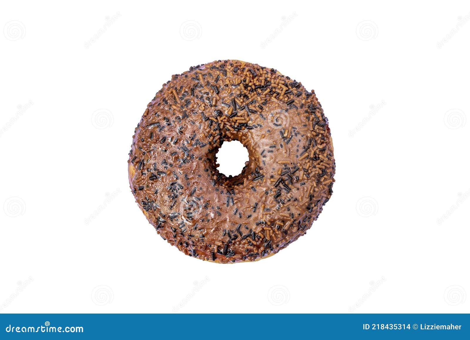 Chocolate Iced Ring Doughnut with Sprinkles Stock Photo - Image of ...