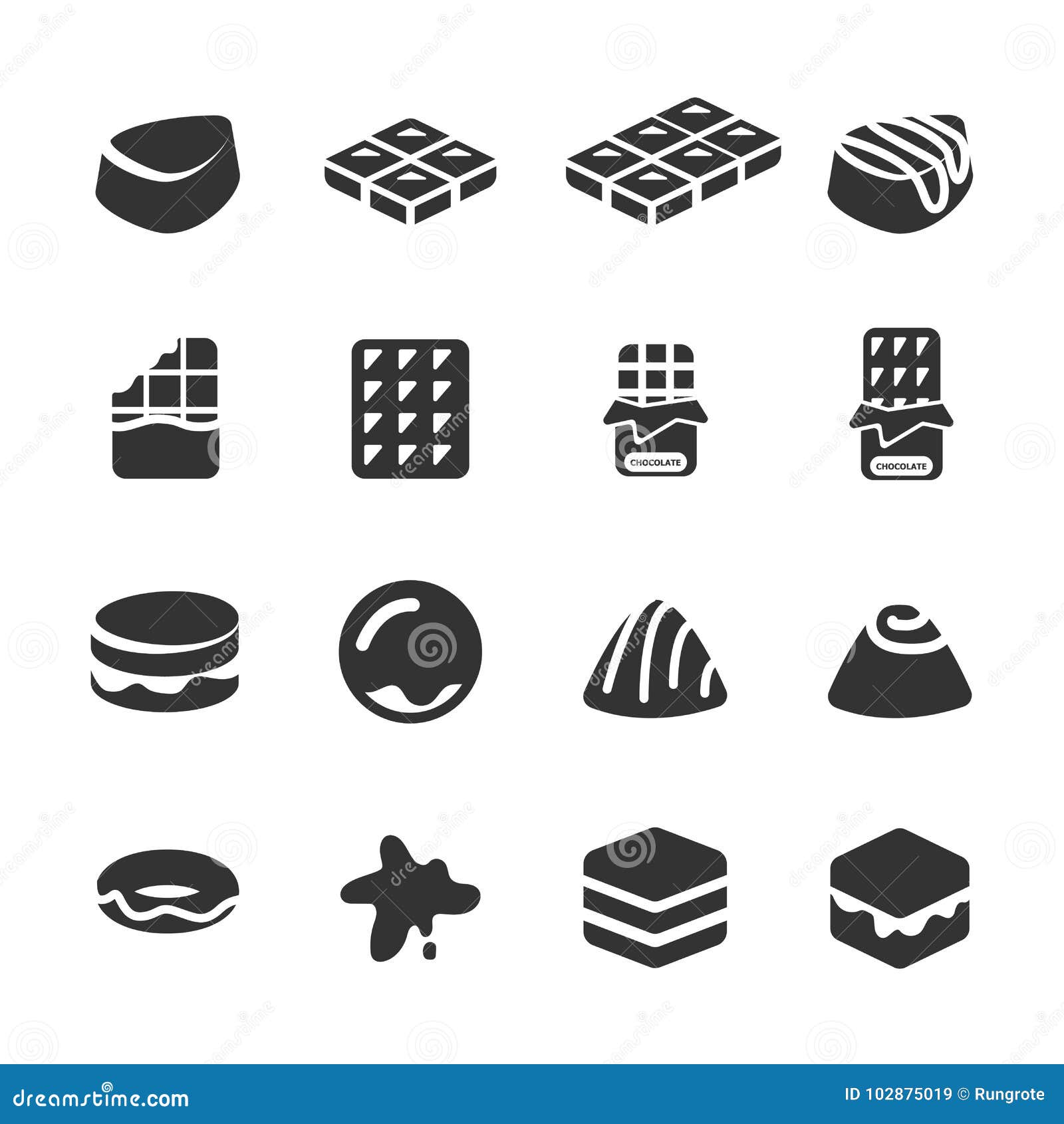 Chocolate Icon Set, Vector Eps10 Stock Vector - Illustration of food ...