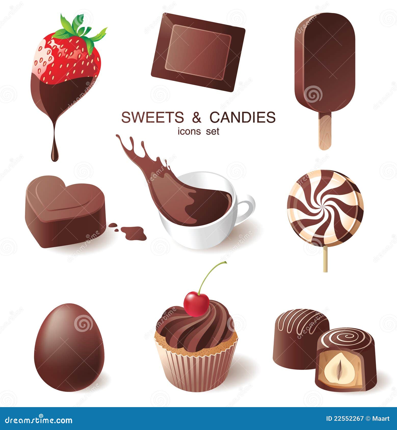 Chocolate Icons Flat Vector Illustration | CartoonDealer.com #47193716