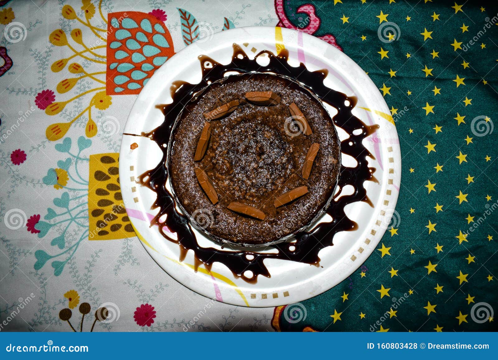 Chocolate Kitkat Cake with Choclate Syrup Plating Stock Photo - Image ...