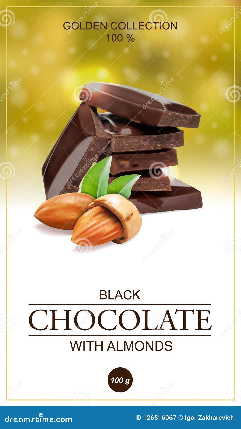 Chocolate Label with Almonds. Stock Vector - Illustration of paper ...
