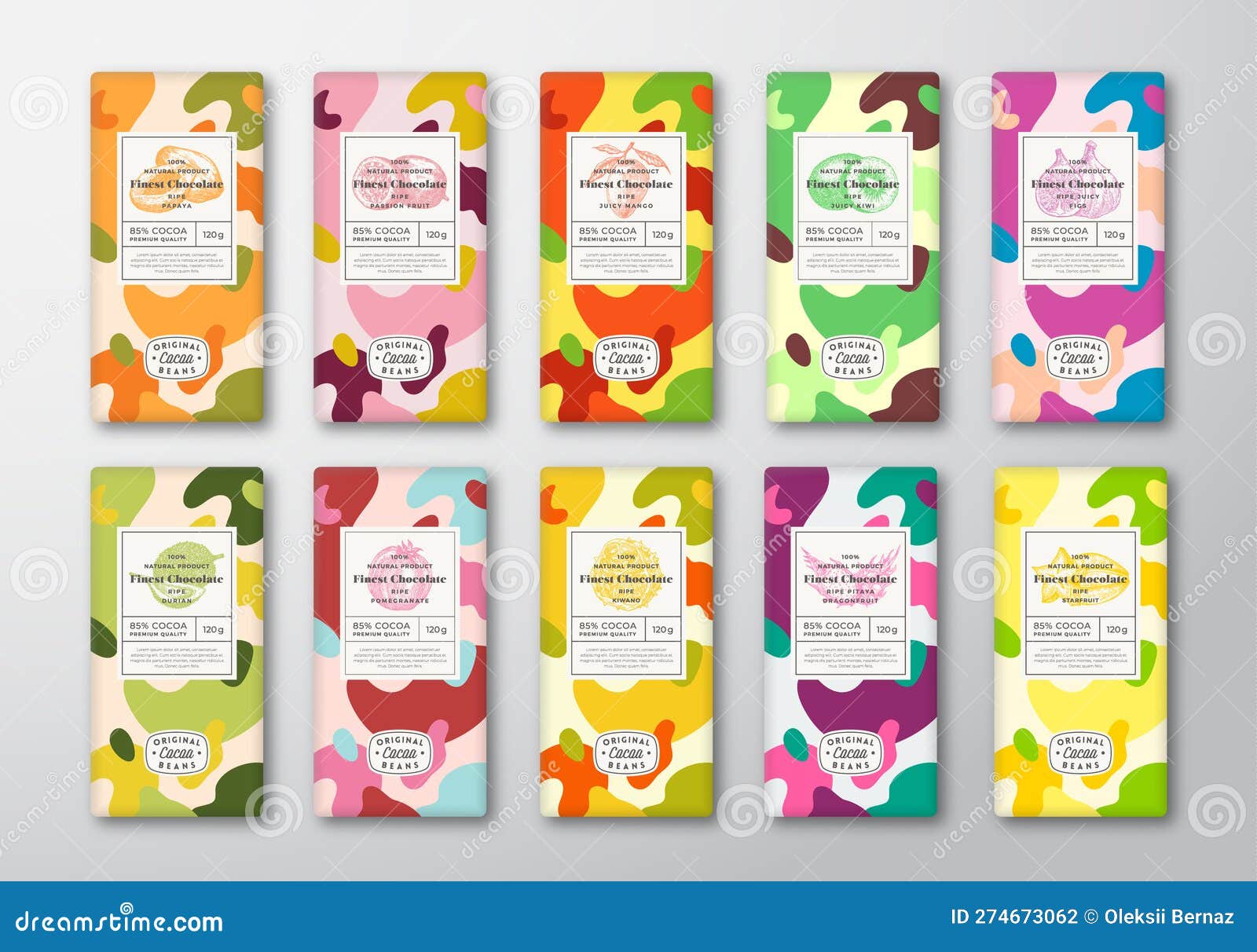 Chocolate Label Templates Set. Abstract Shapes Vector Packaging Design ...