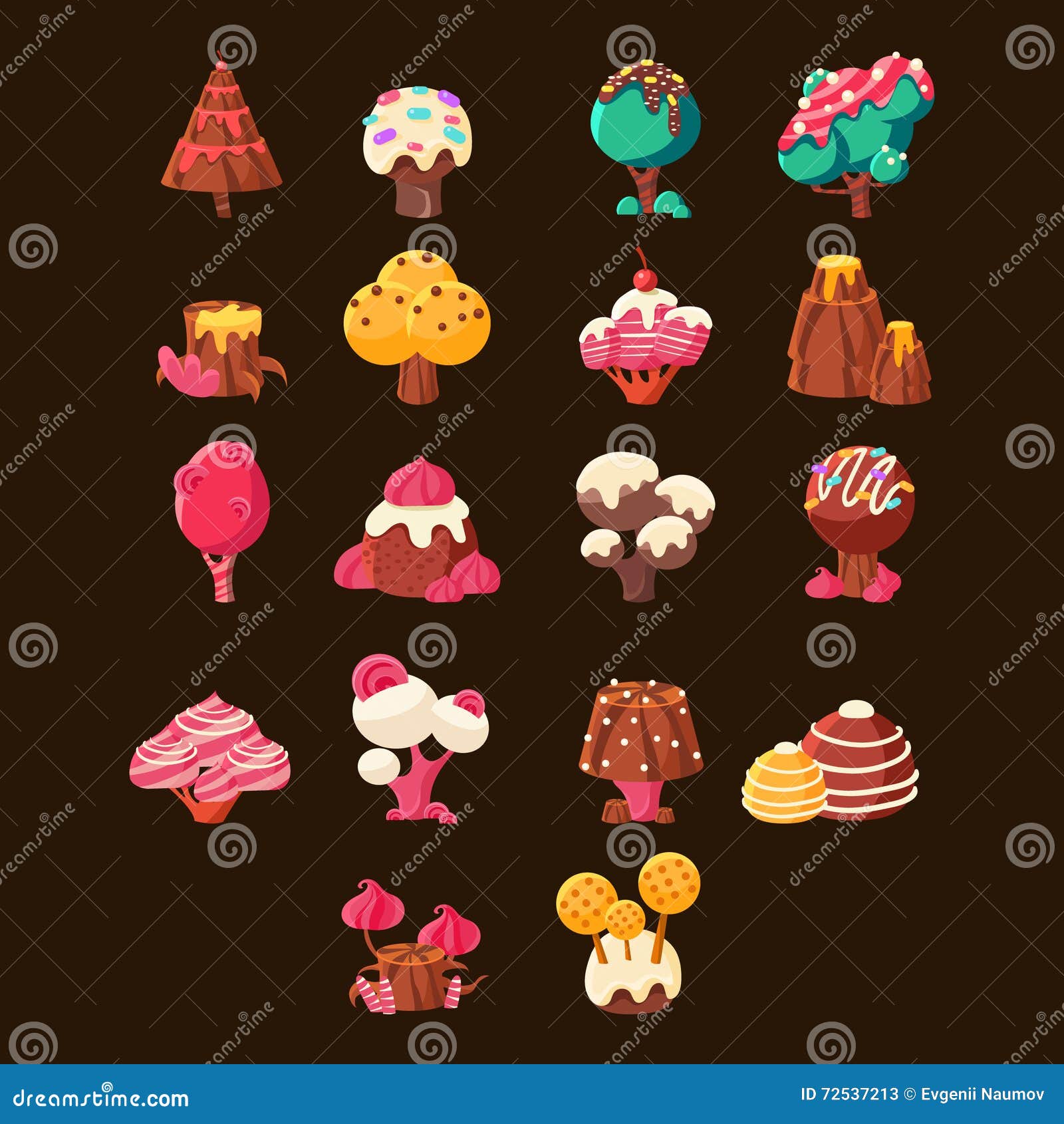 Chocolate Landscape Elements Set Stock Vector - Illustration of flash ...