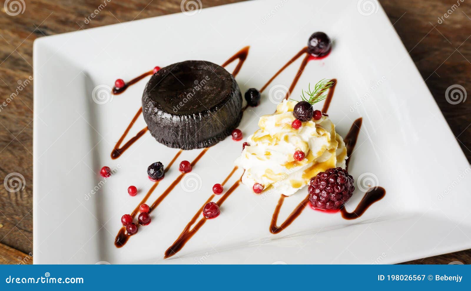 Chocolate Lava Cakes or Molten Chocolate Cake on a White Plate Stock ...