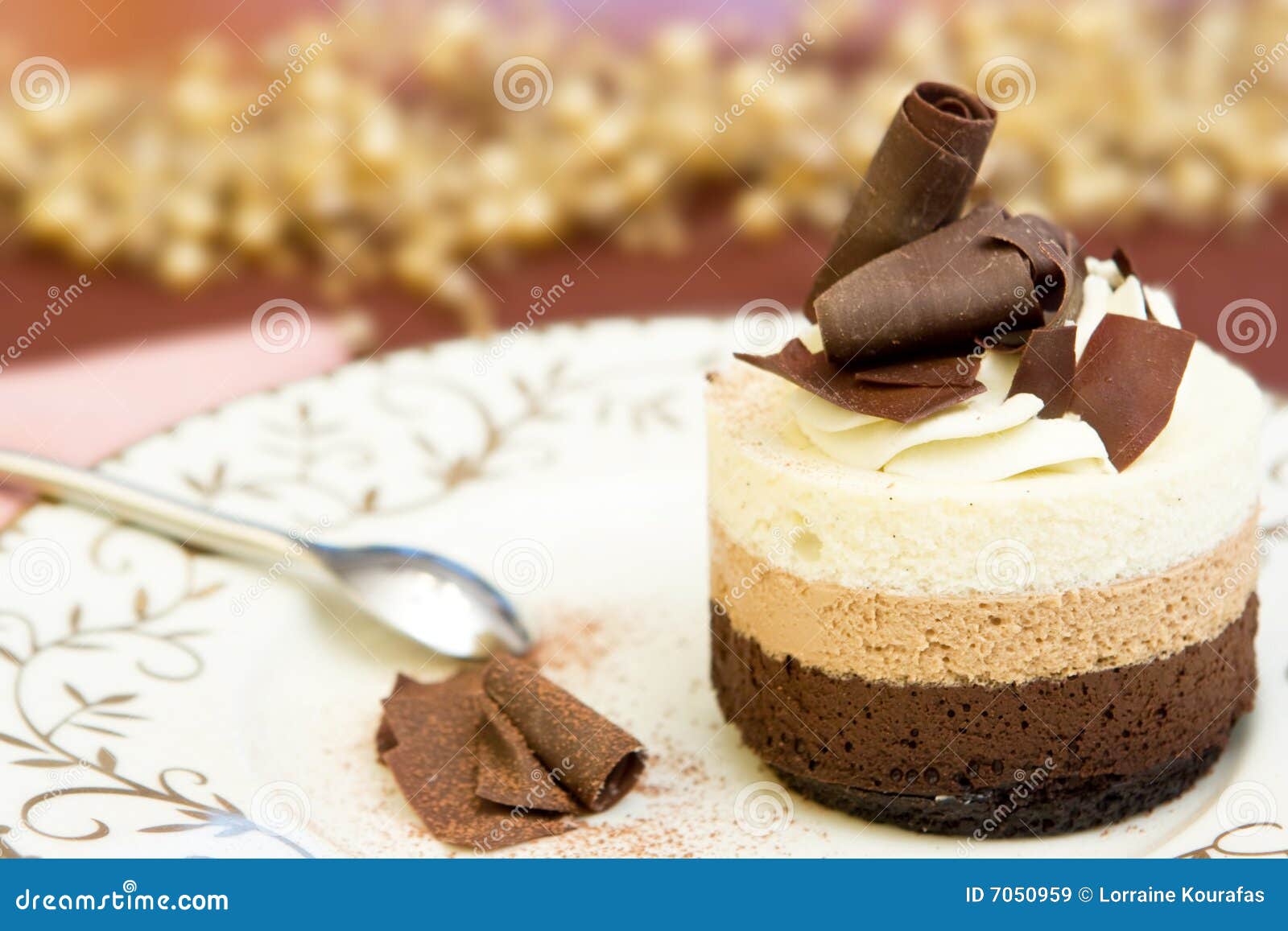 Chocolate Layered Mousse Cake Stock Image - Image of prepared, cocoa ...
