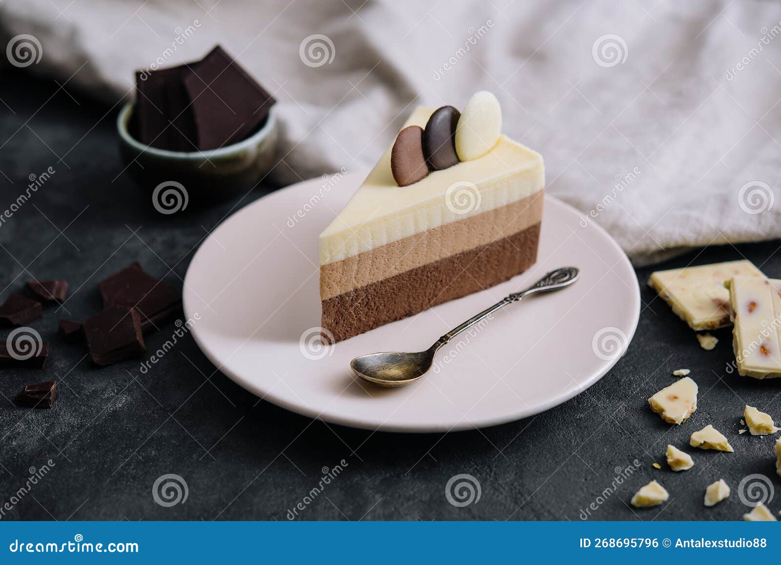 Chocolate Layered Mousse Cake on Plate Stock Photo - Image of fresh ...
