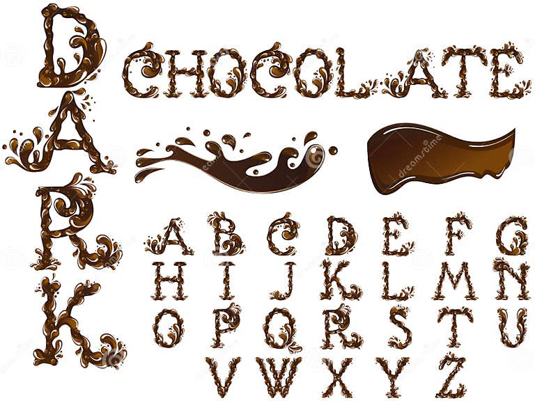 Chocolate letters font stock vector. Illustration of flowing - 74116456