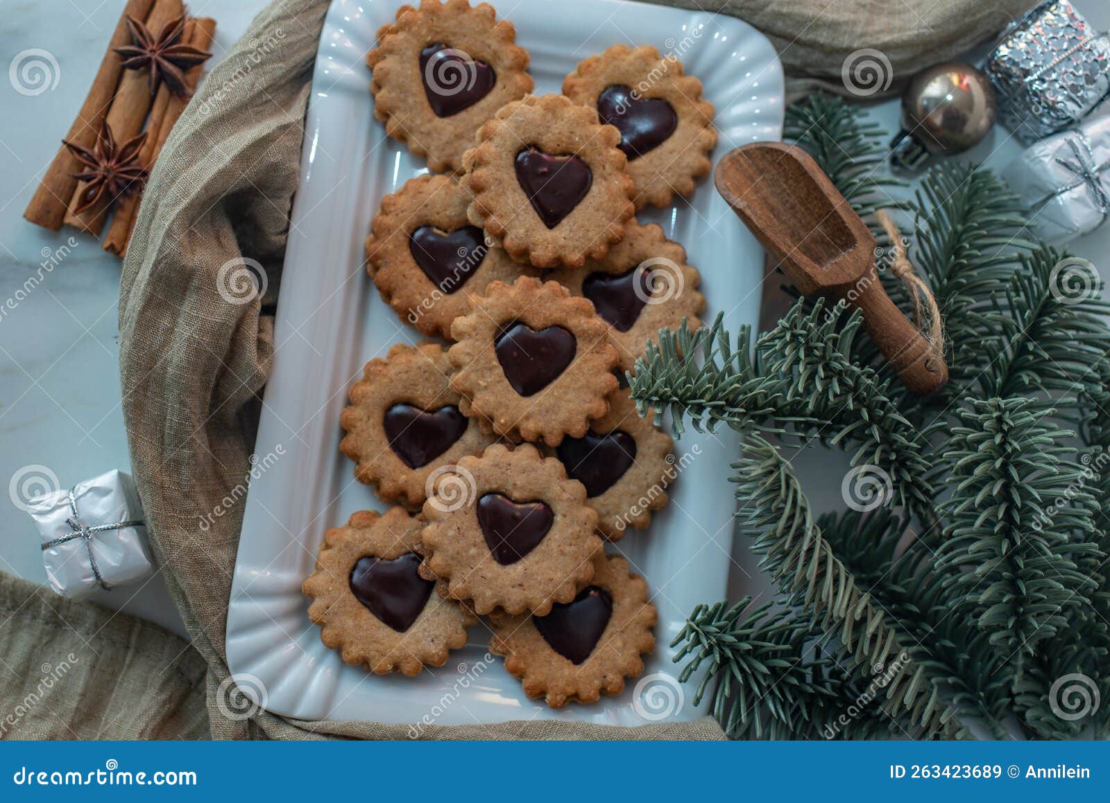 Chocolate Linzer Cookies, Typical German Christmas Cookies Stock Image ...