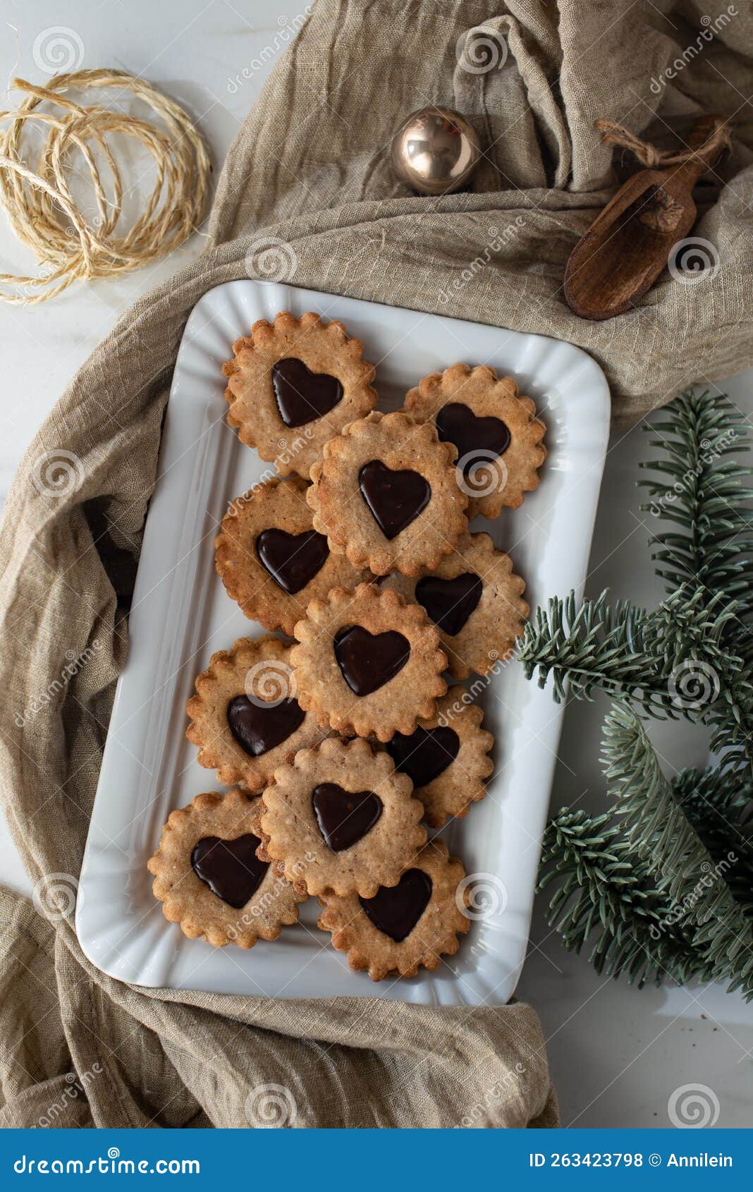 Chocolate Linzer Cookies, Typical German Christmas Cookies Stock Photo ...