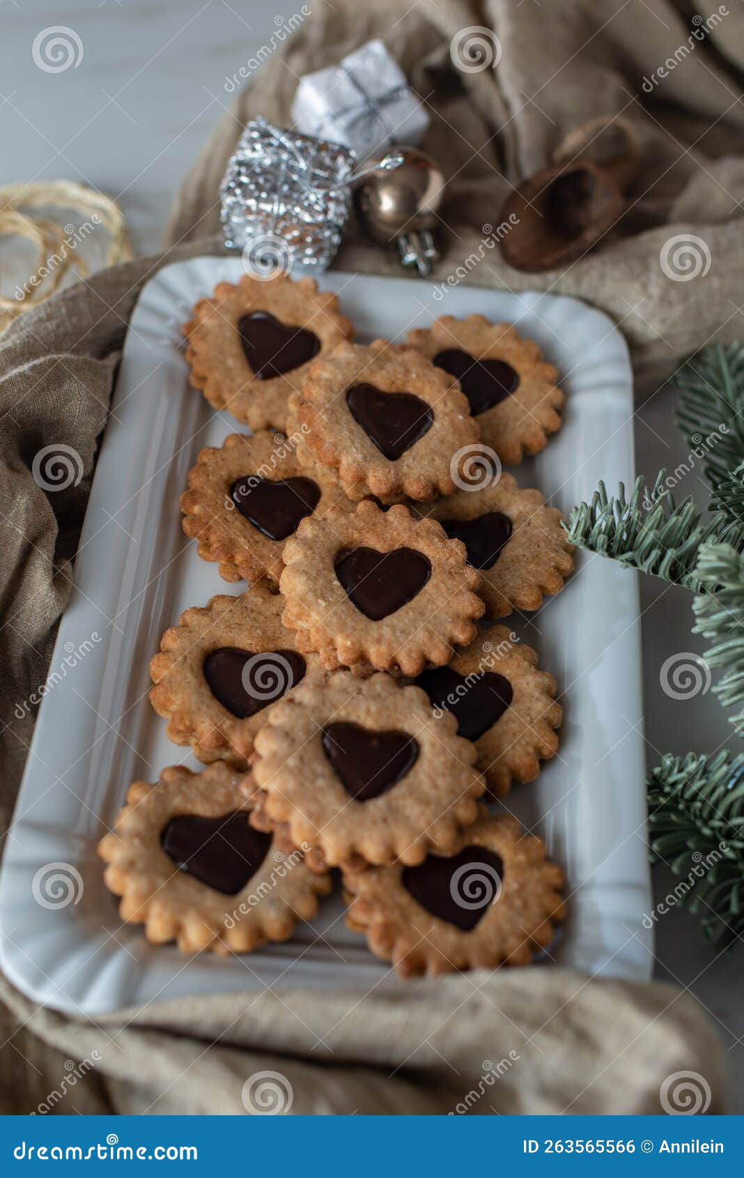 Chocolate Linzer Cookies, Typical German Christmas Cookies Stock Photo ...