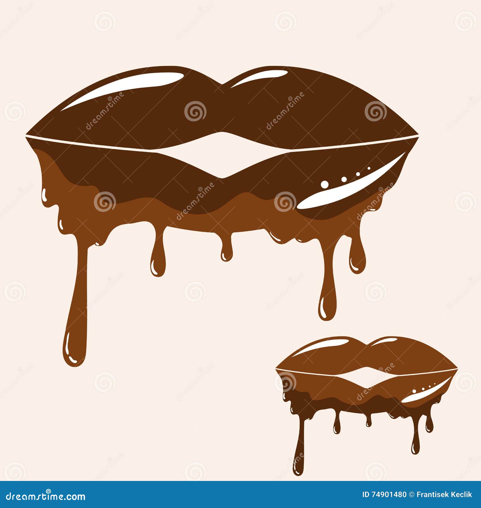 Chocolate Lips with Melting Effect Stock Vector - Illustration of ...