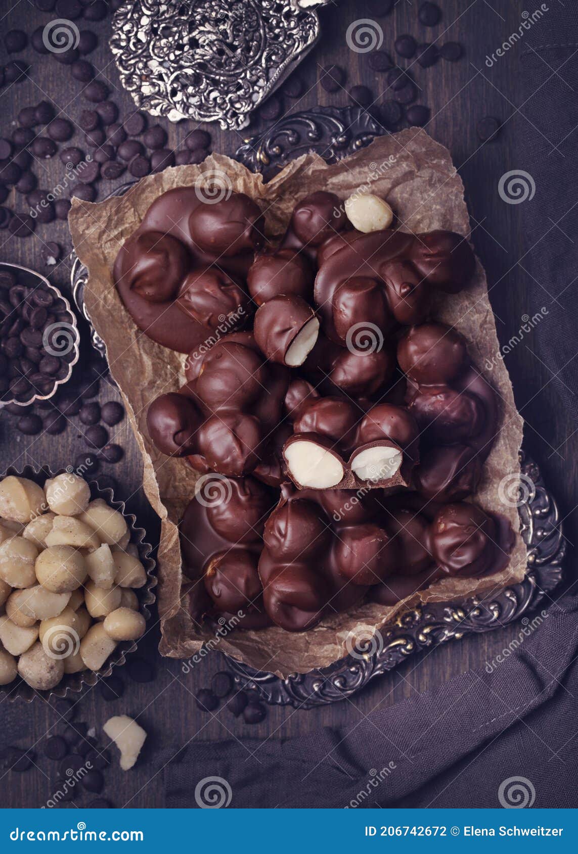 Chocolate and Macadamia Clusters Stock Photo - Image of heap, handmade ...