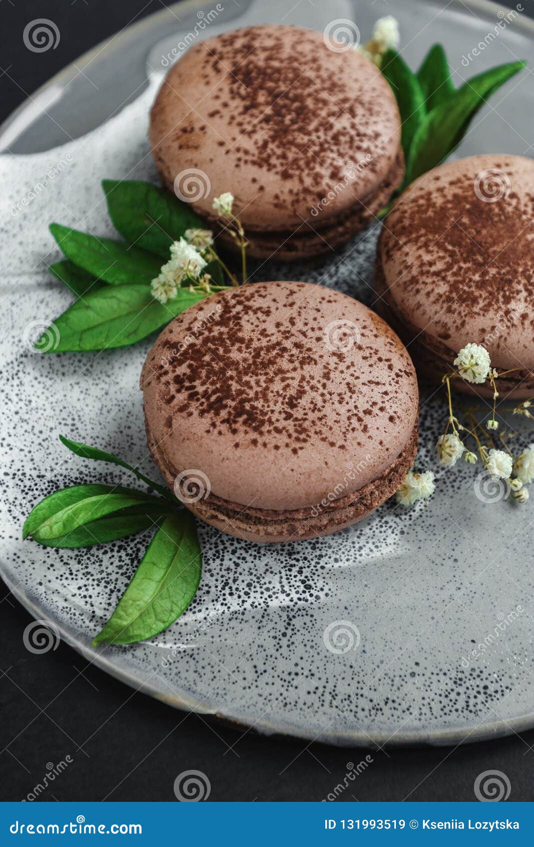 Chocolate Macarons on a Handmade Plate Stock Image - Image of macaron ...