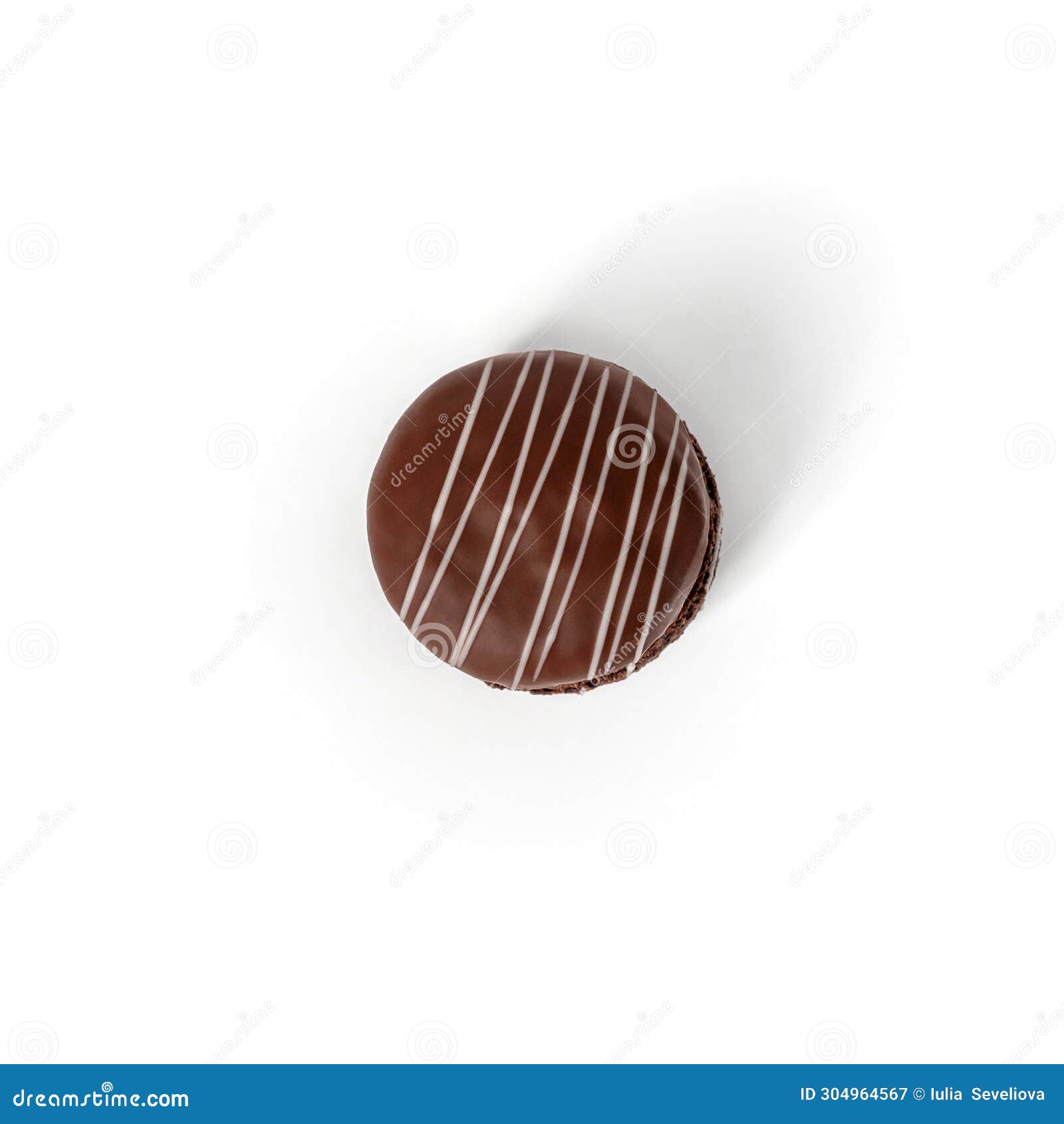Chocolate Macaroon Cookie Isolated on White Background. Candy Bar ...