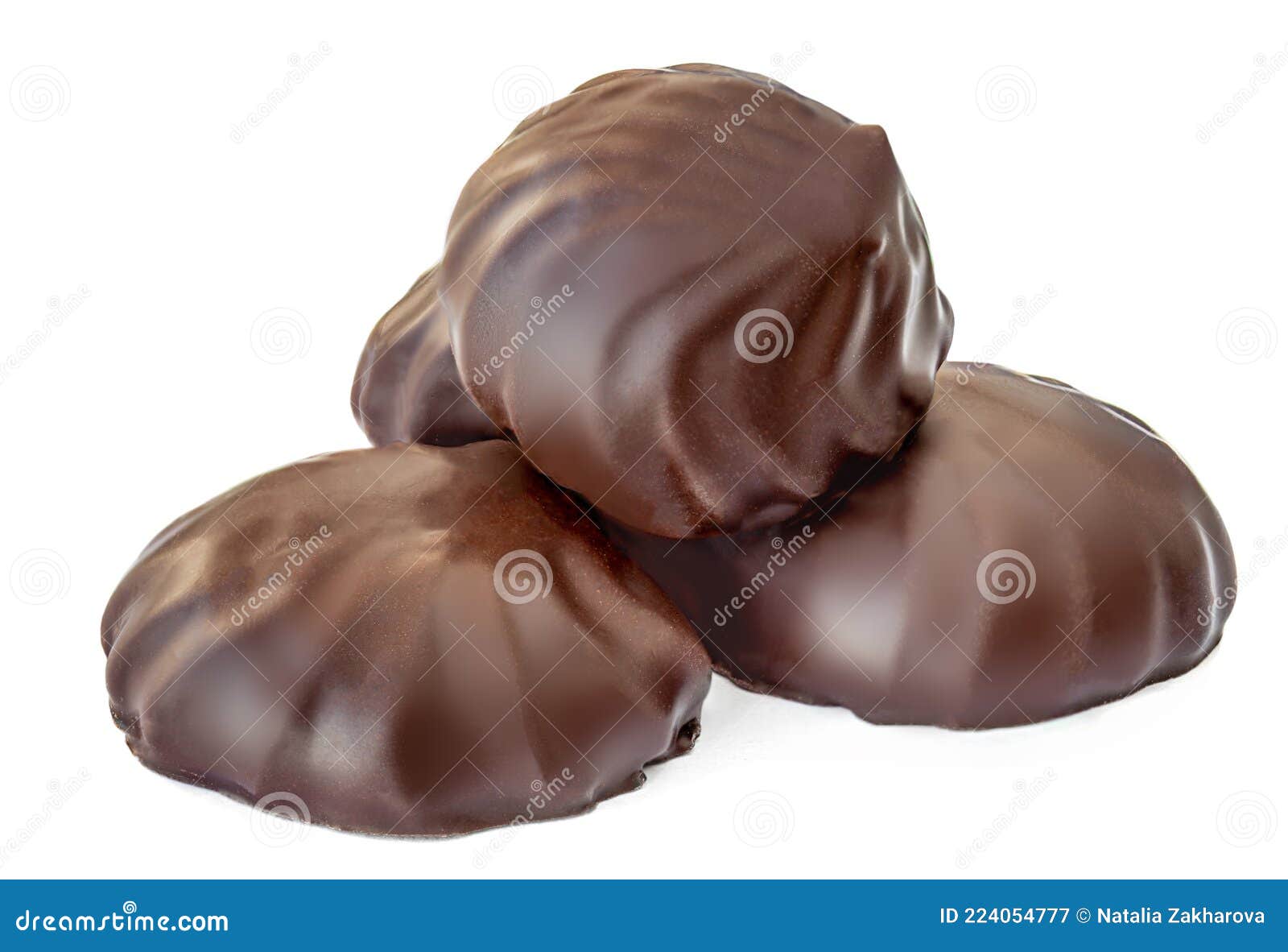 Chocolate Marshmallows Isolated on White Background. Merengue ...