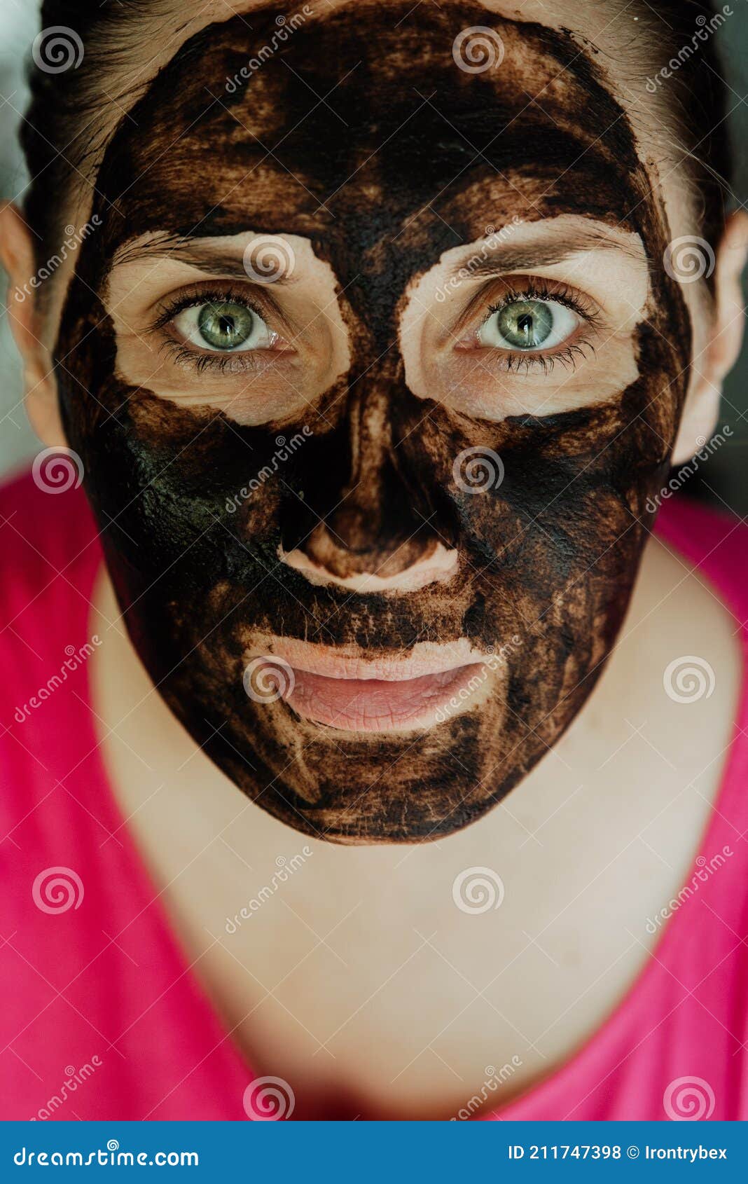 Chocolate Mask on Face Made at Home Stock Photo - Image of hair ...